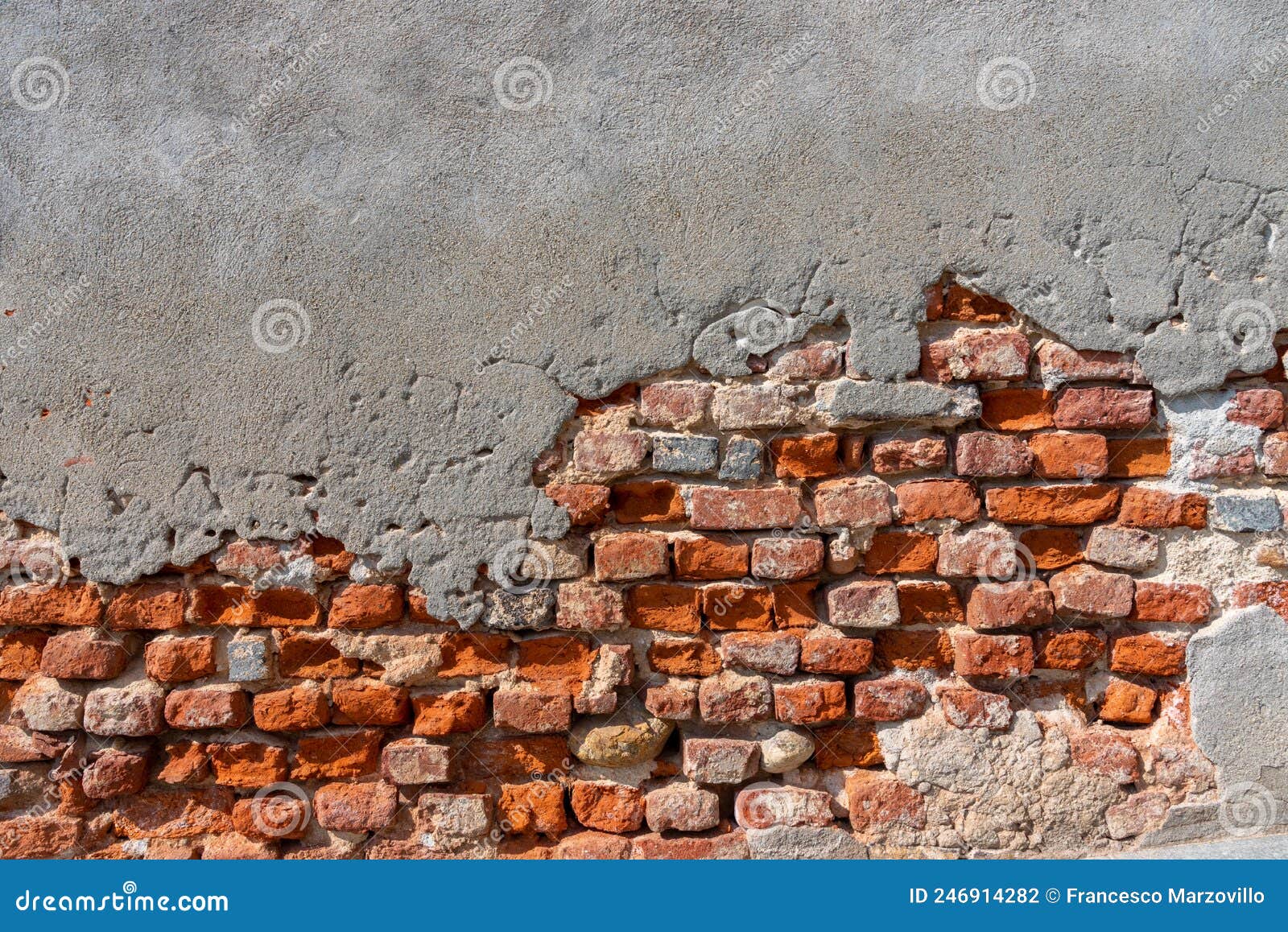 Wall Texture with Ancient Plaster with Exposed Red Brick Stock Photo ...