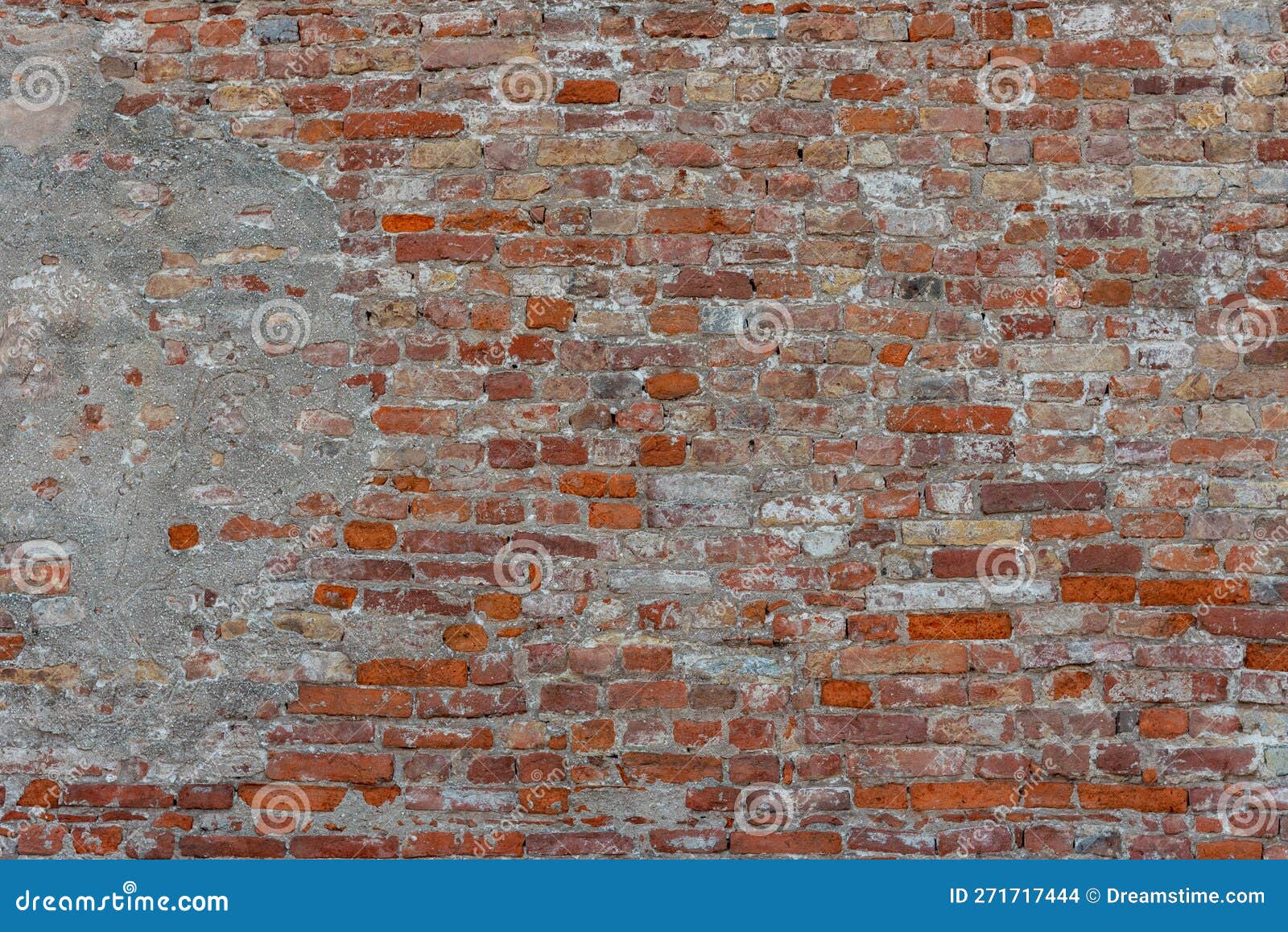 Wall Texture with Ancient Plaster and Red Old Brick Stock Photo - Image ...