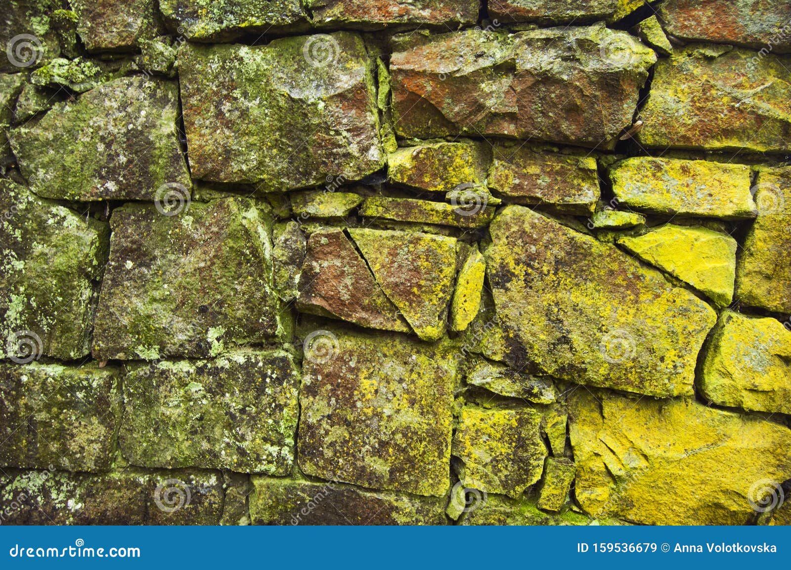 Stone Background, Wall Texture Covered with Moss Stock Image - Image of ...