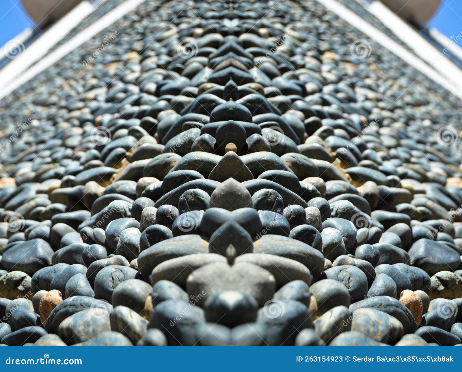 Wall Texture Decorated with Blue Pebbles, Pebbles Glued To the Wall ...
