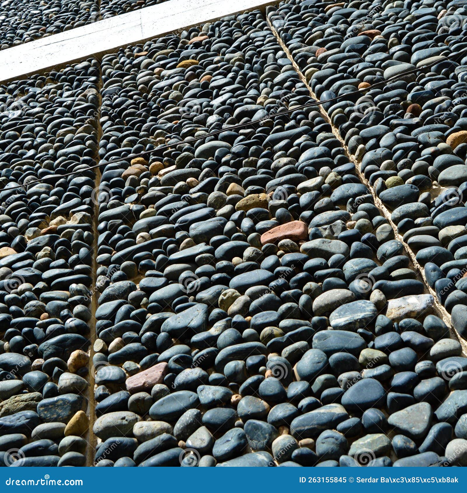 Wall Texture Decorated with Blue Pebbles, Pebbles Glued To the Wall ...