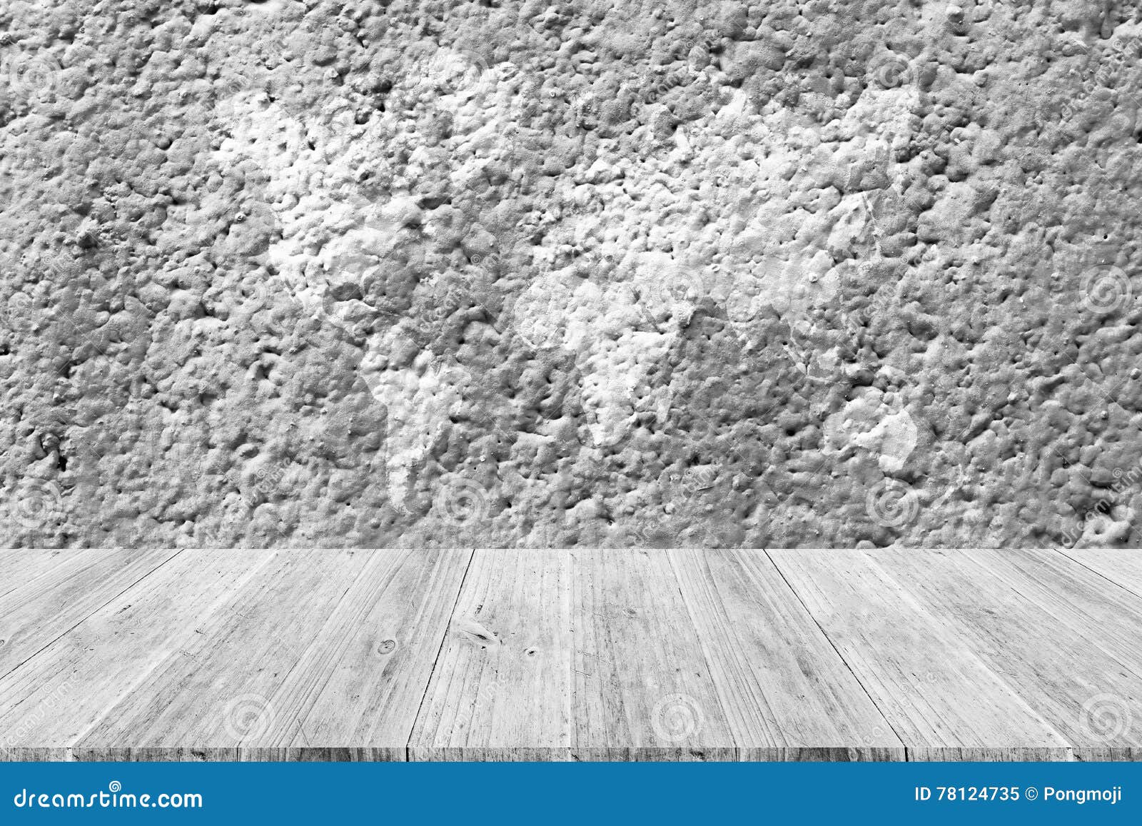 Wall Texture Surface with Wood Terrace and World Map Stock Image ...