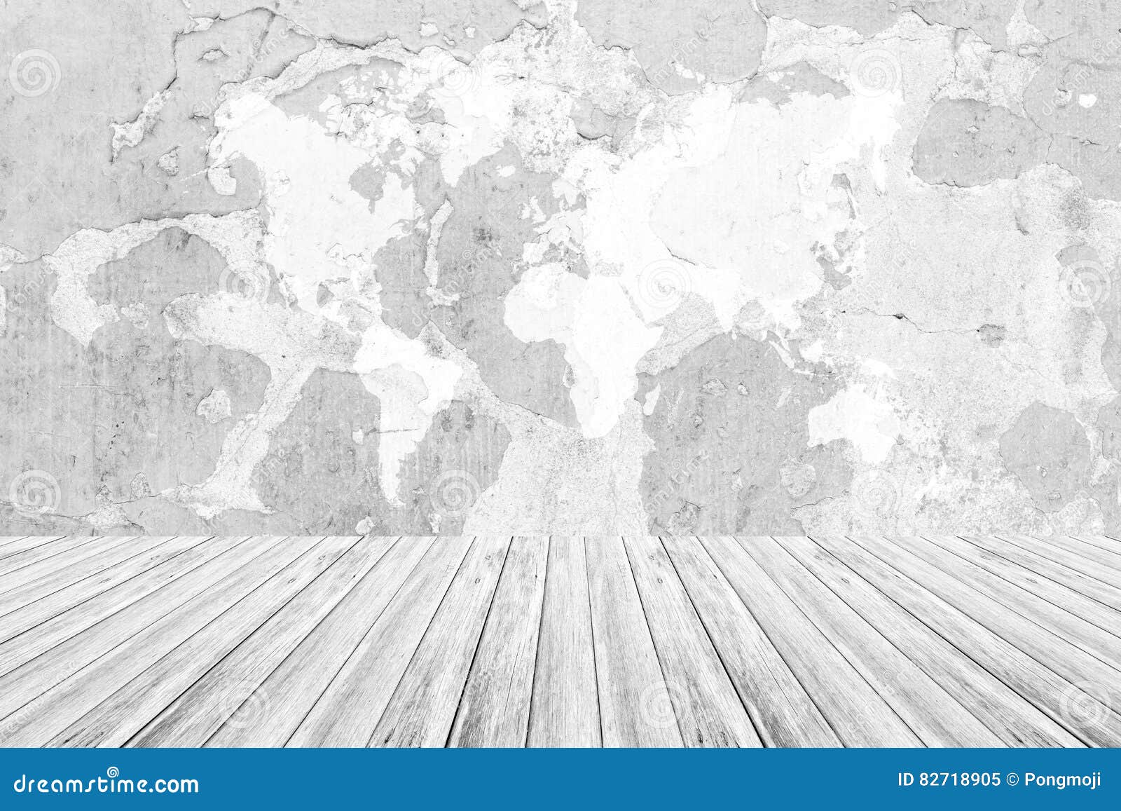 Wall Texture Surface with Wood Terrace and World Map Stock Image ...