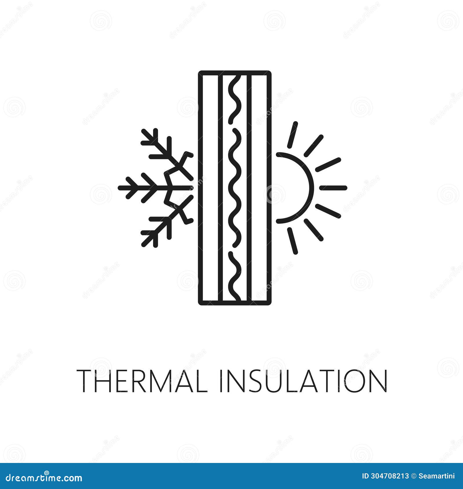 Wall Thermal Insulation Thin Line Icon or Symbol Stock Illustration ...