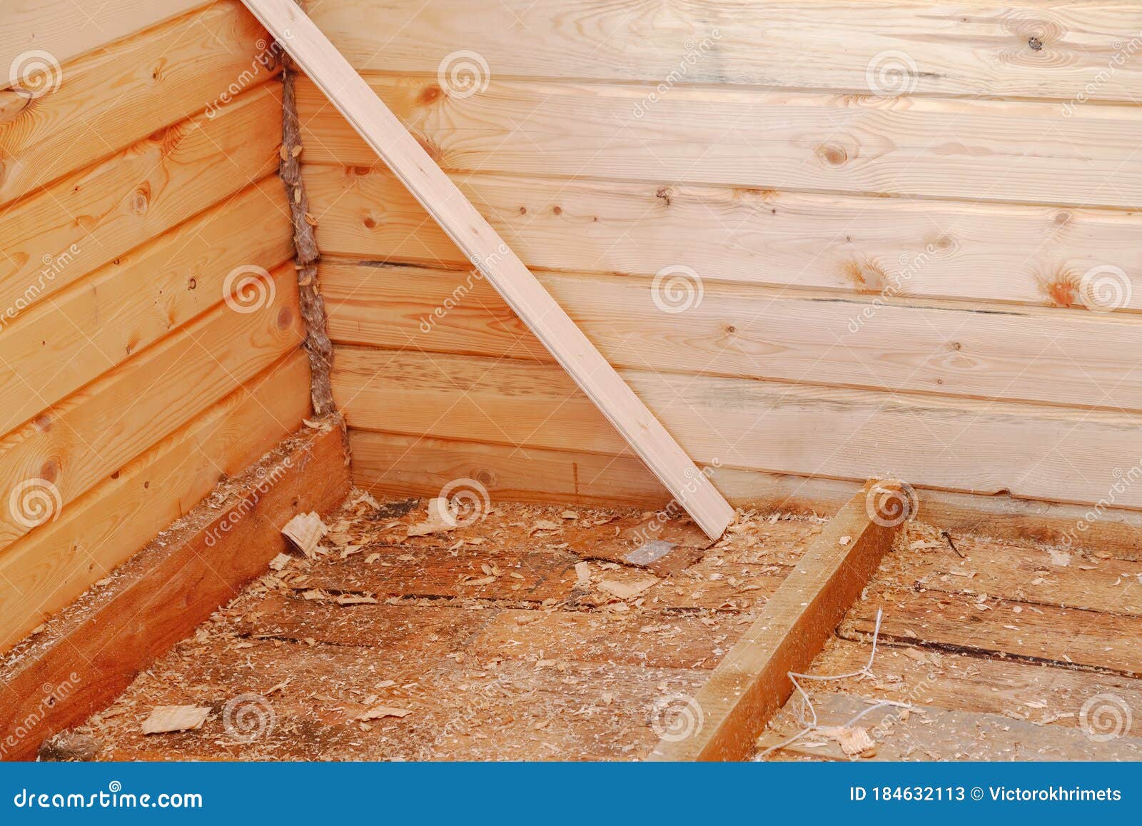 Wall from Timber of Unfinished Construction of Wooden House Stock Image ...