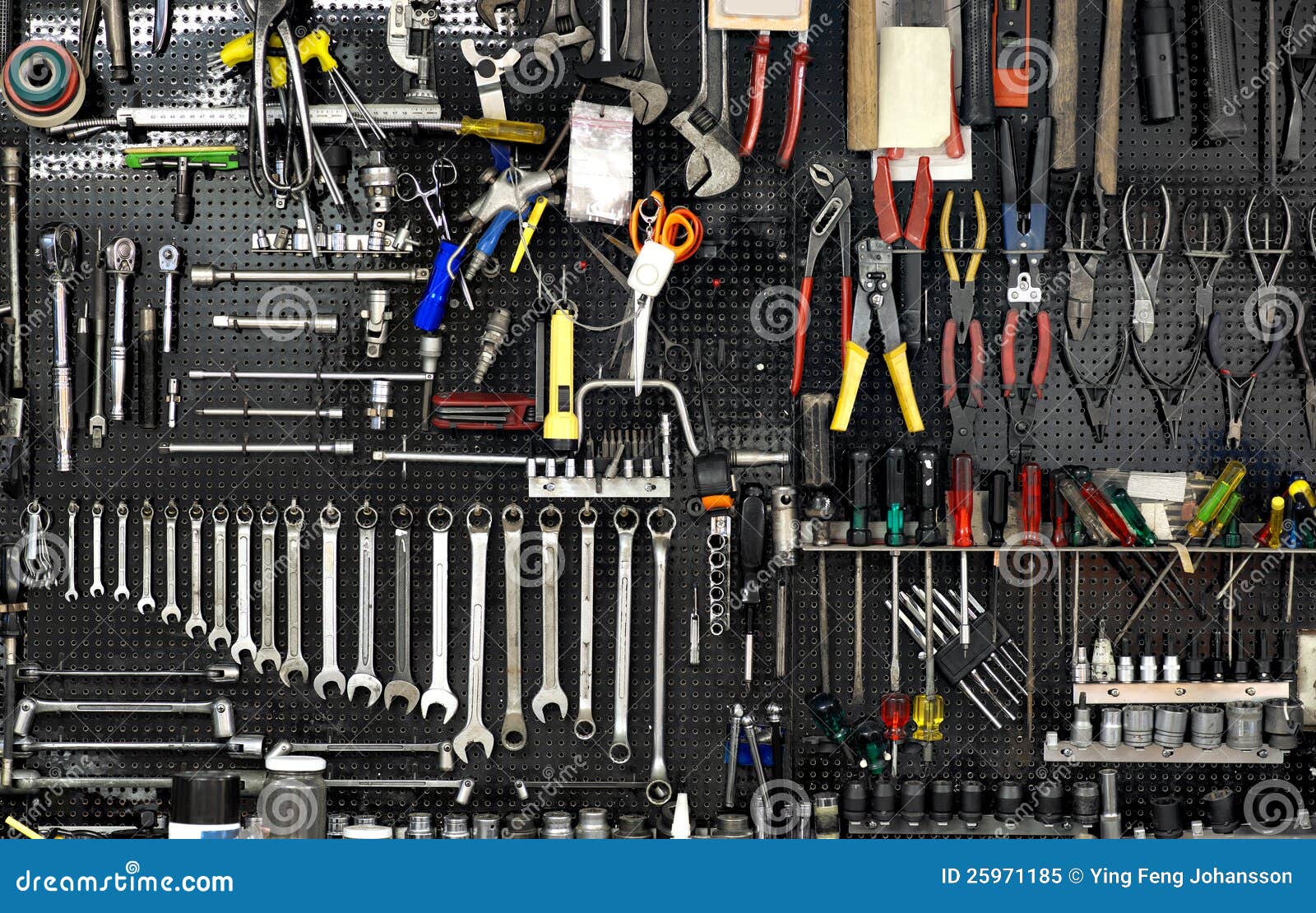 Wall with tools stock image. Image of wall, pliers, measure - 25971185