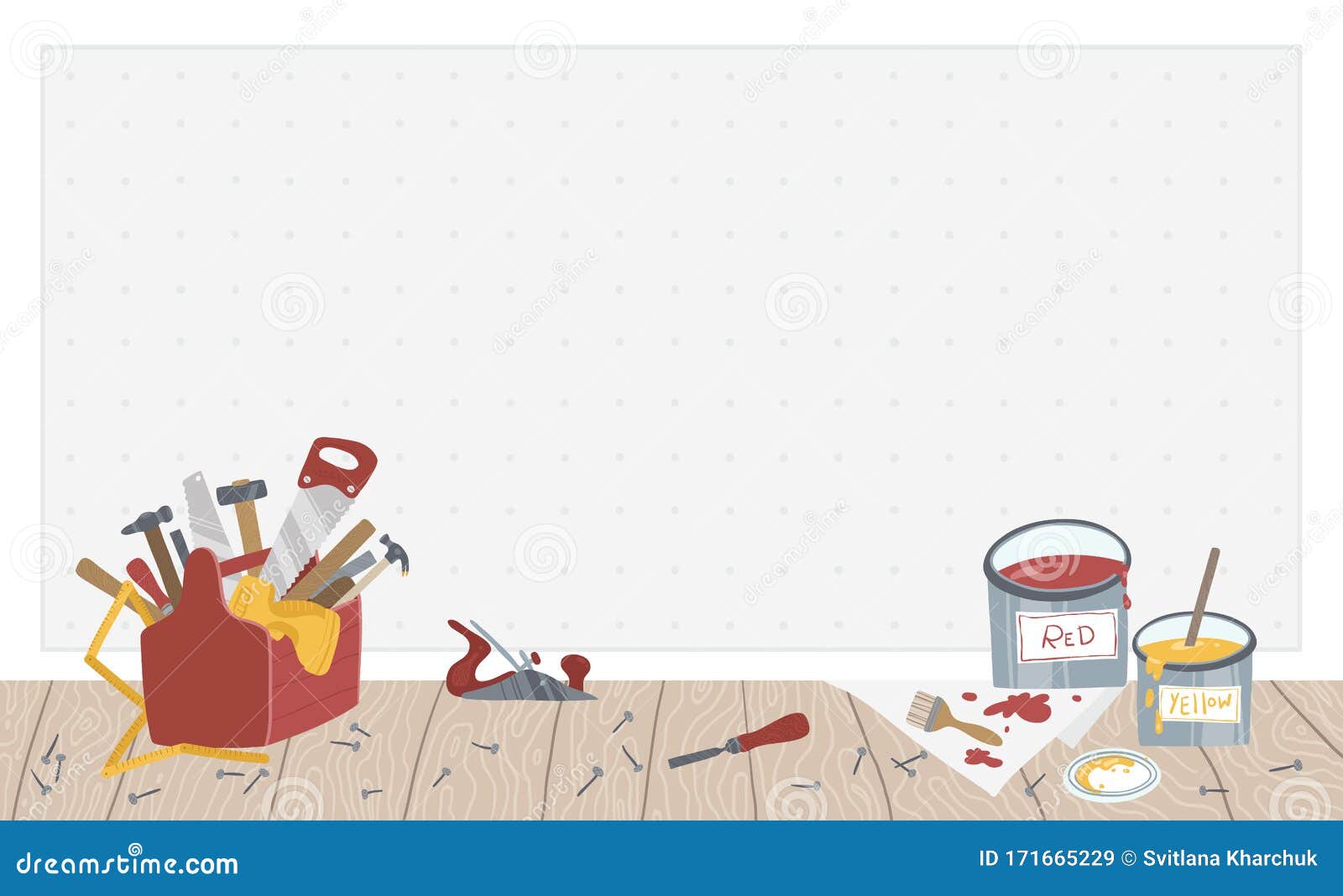 Wall with Tools, Tool Box. Garage. Vector Illustration Stock ...