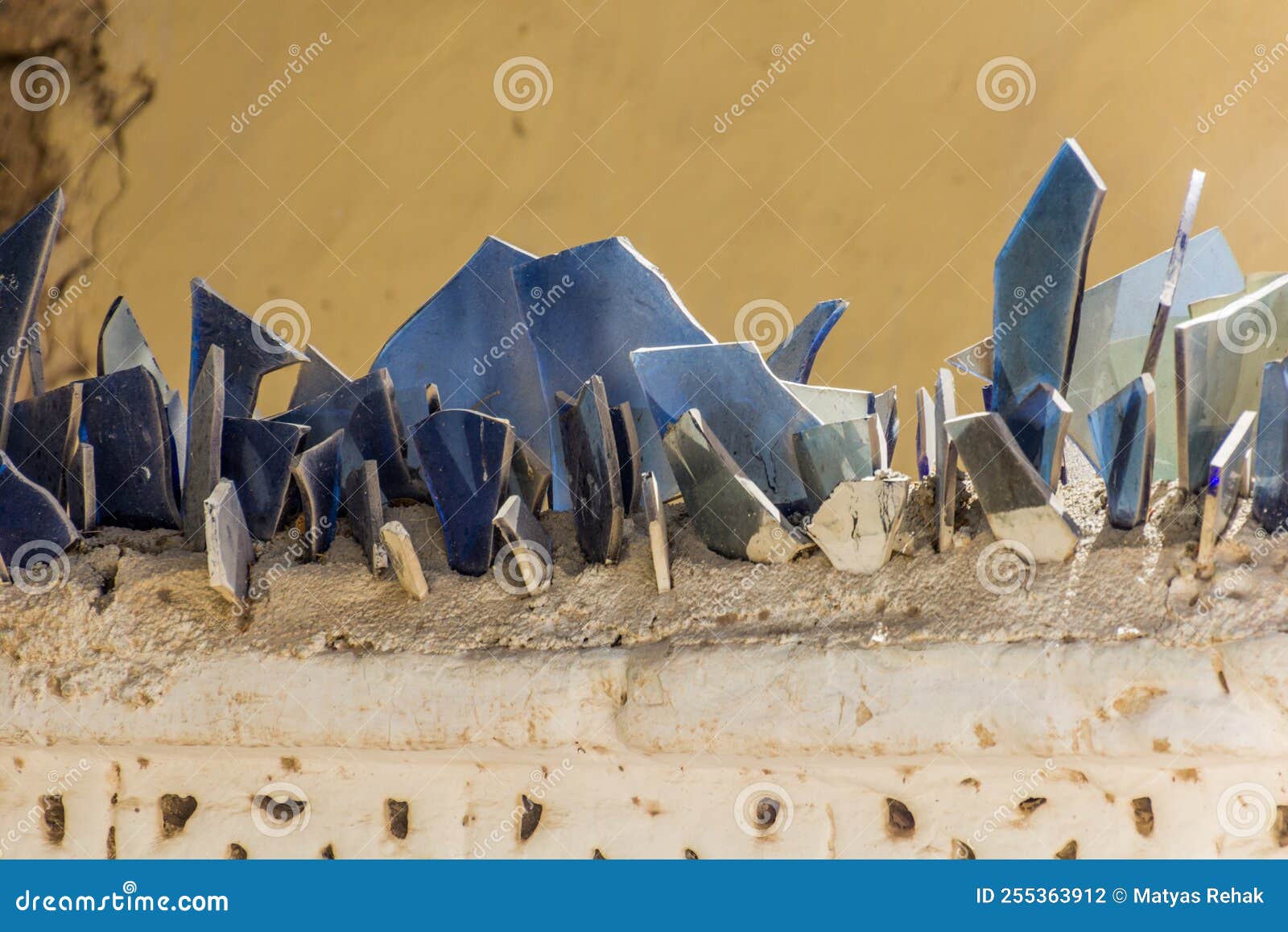 Wall Topped with Sharp Shards for the Protection Against Intrude Stock ...