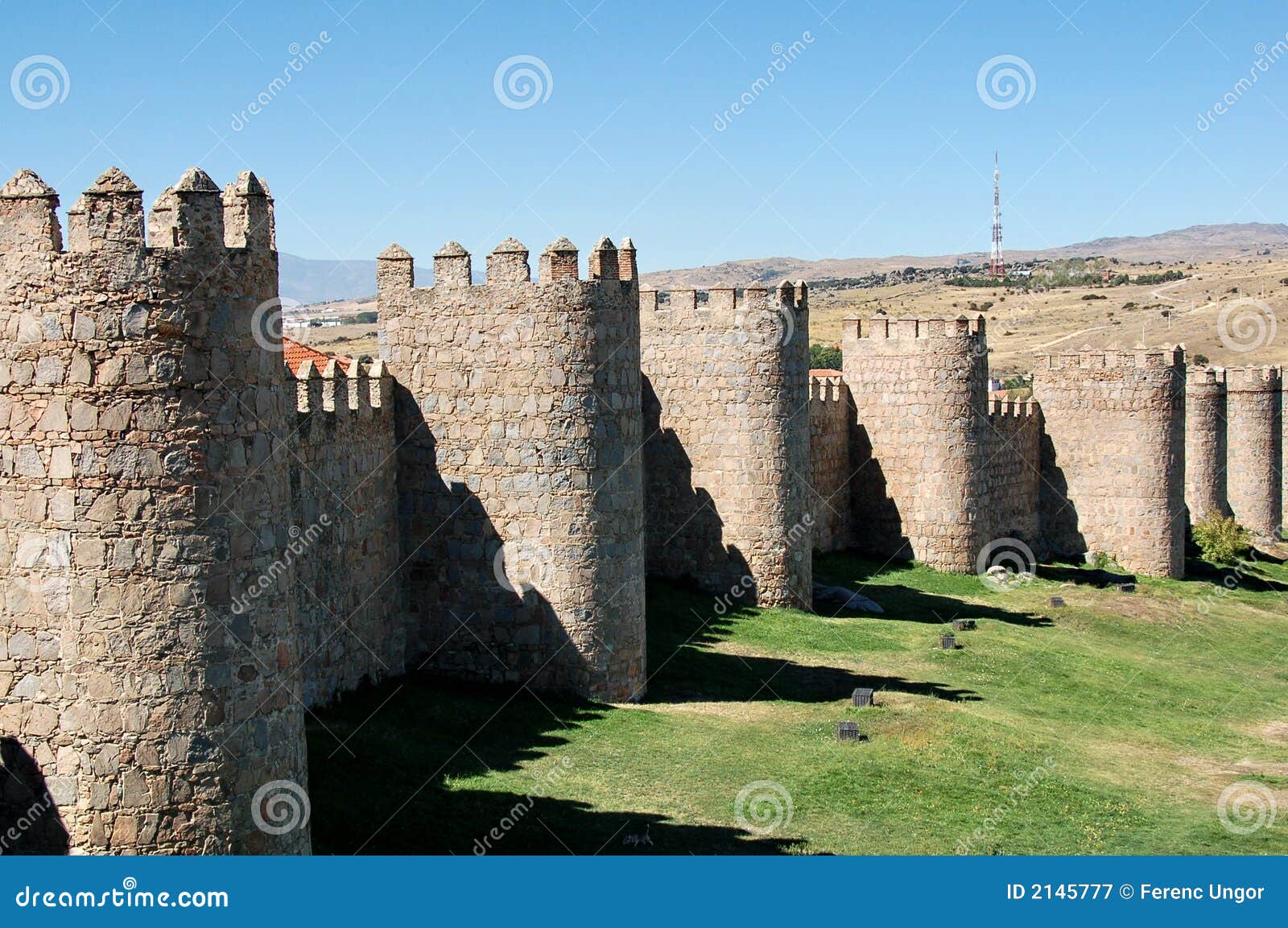 Wall and towers stock image. Image of avila, historic - 2145777