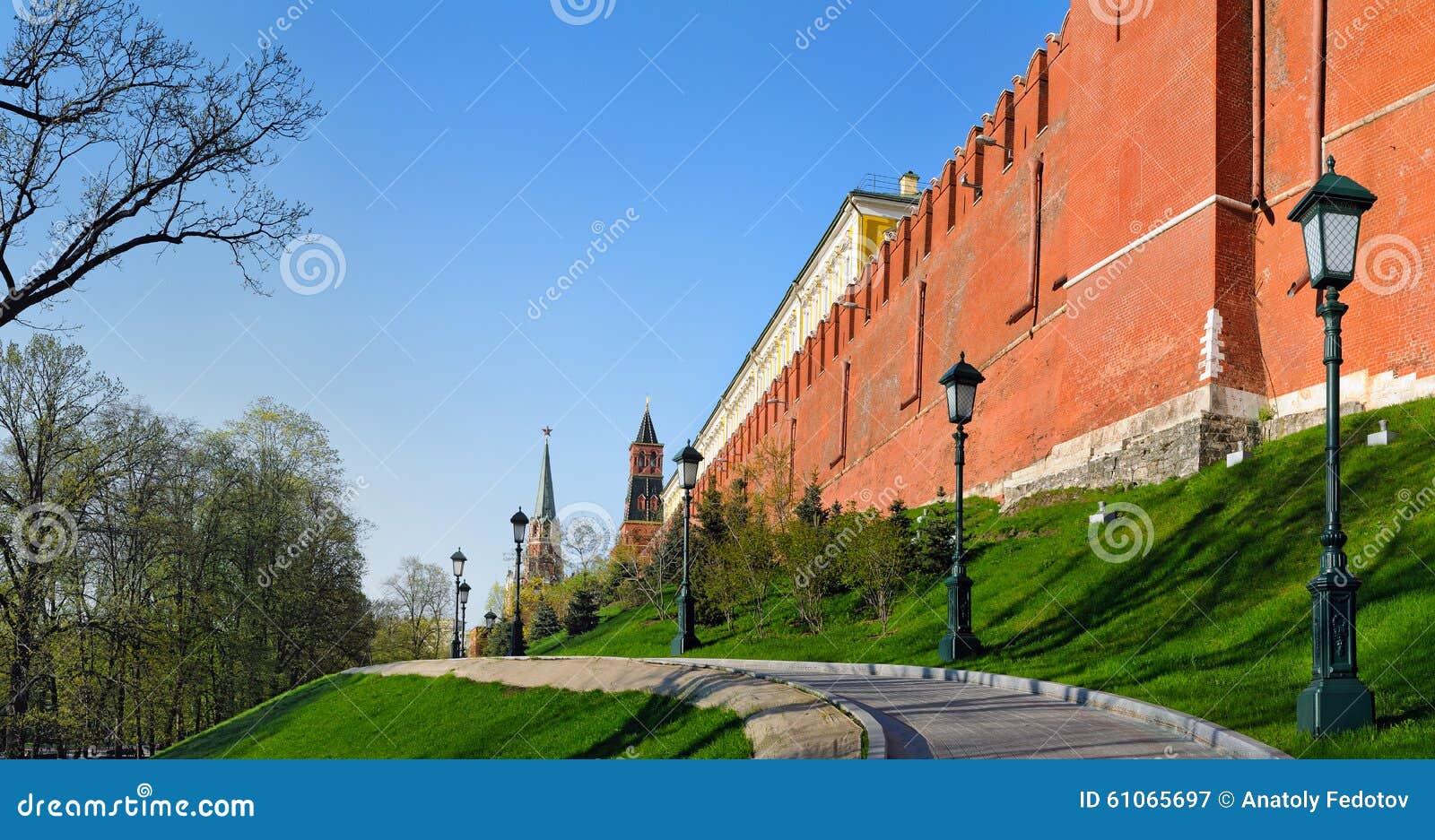 Wall and Towers of the Moscow Kremlin Stock Image - Image of decoration ...