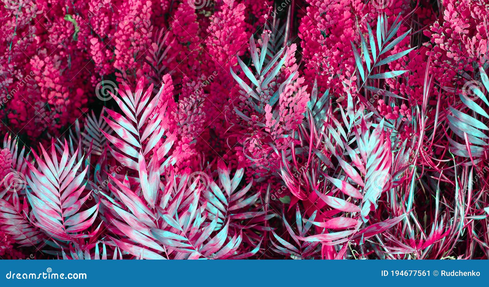 Wall with Tropical Plants. Nature Red Background Stock Image - Image of ...