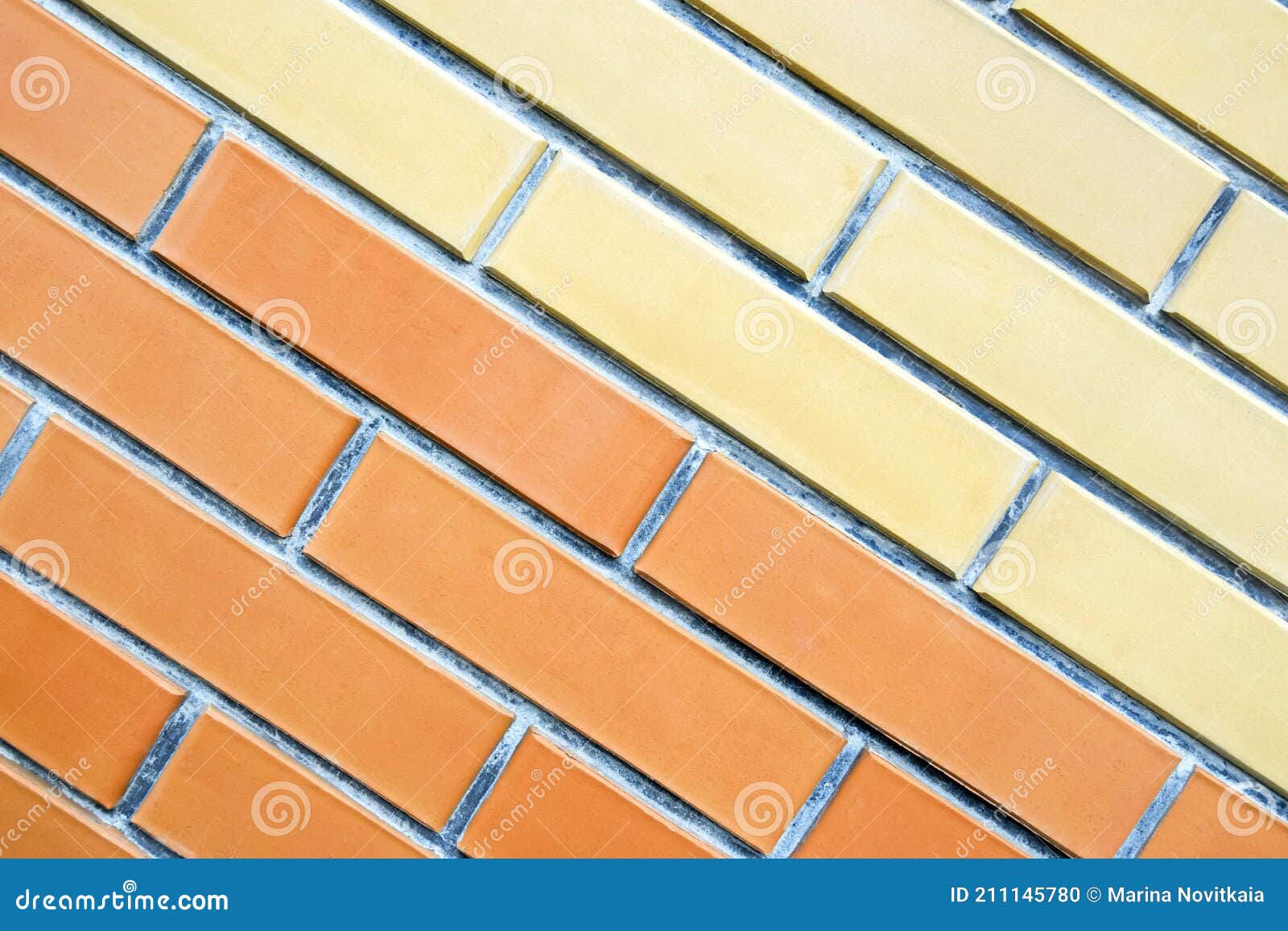 Wall of Two Colors of Brickwork, Natural Texture, Surface. Yellow and ...
