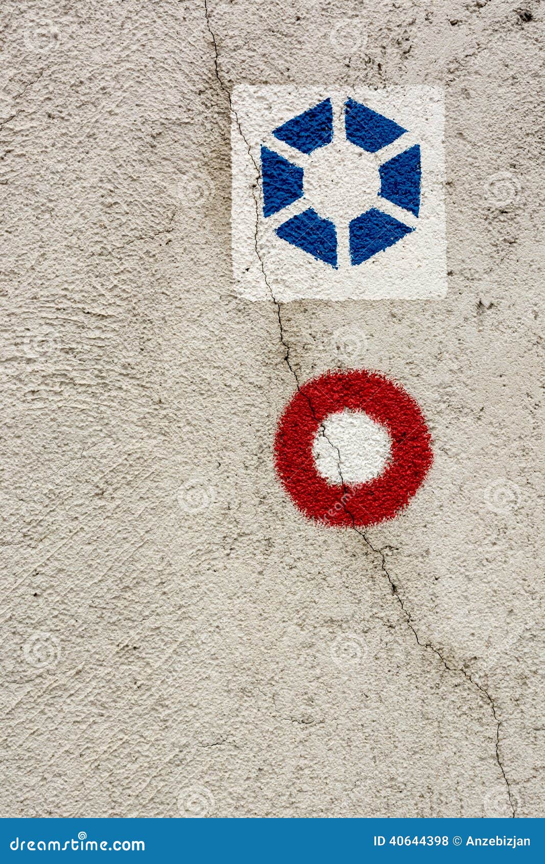 Wall with Two Trail Markers Stock Photo - Image of round, color: 40644398