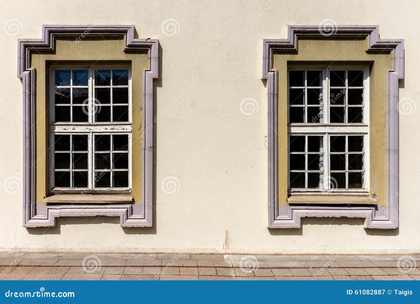 Wall with two windows stock image. Image of aging, decor - 61082887