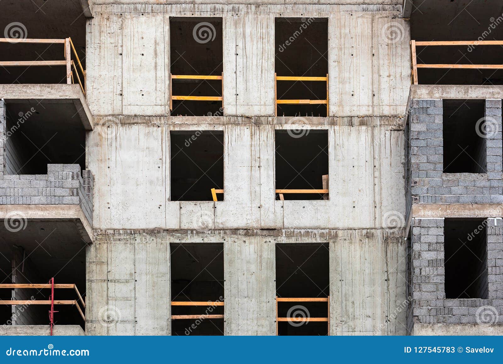 Wall of an Unfinished Modern Building Stock Image - Image of backdrop ...
