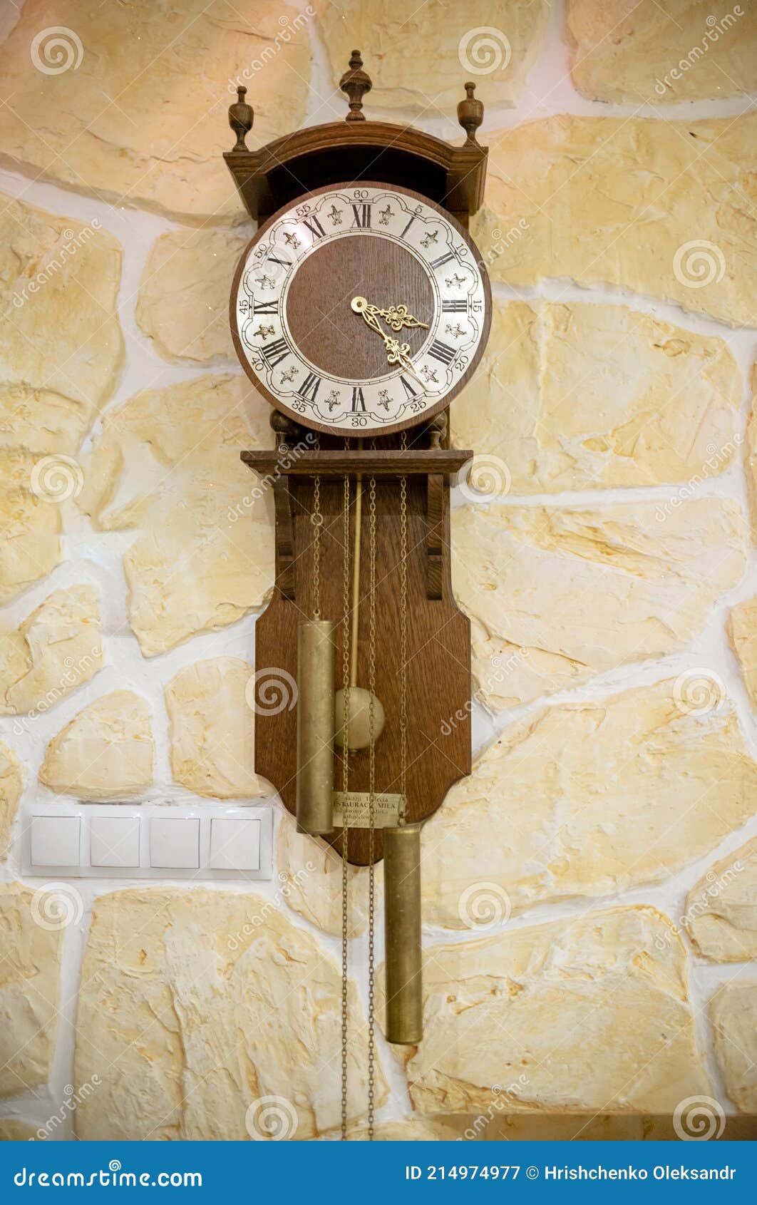 Wall Watch with a pendulum stock image. Image of flat - 214974977