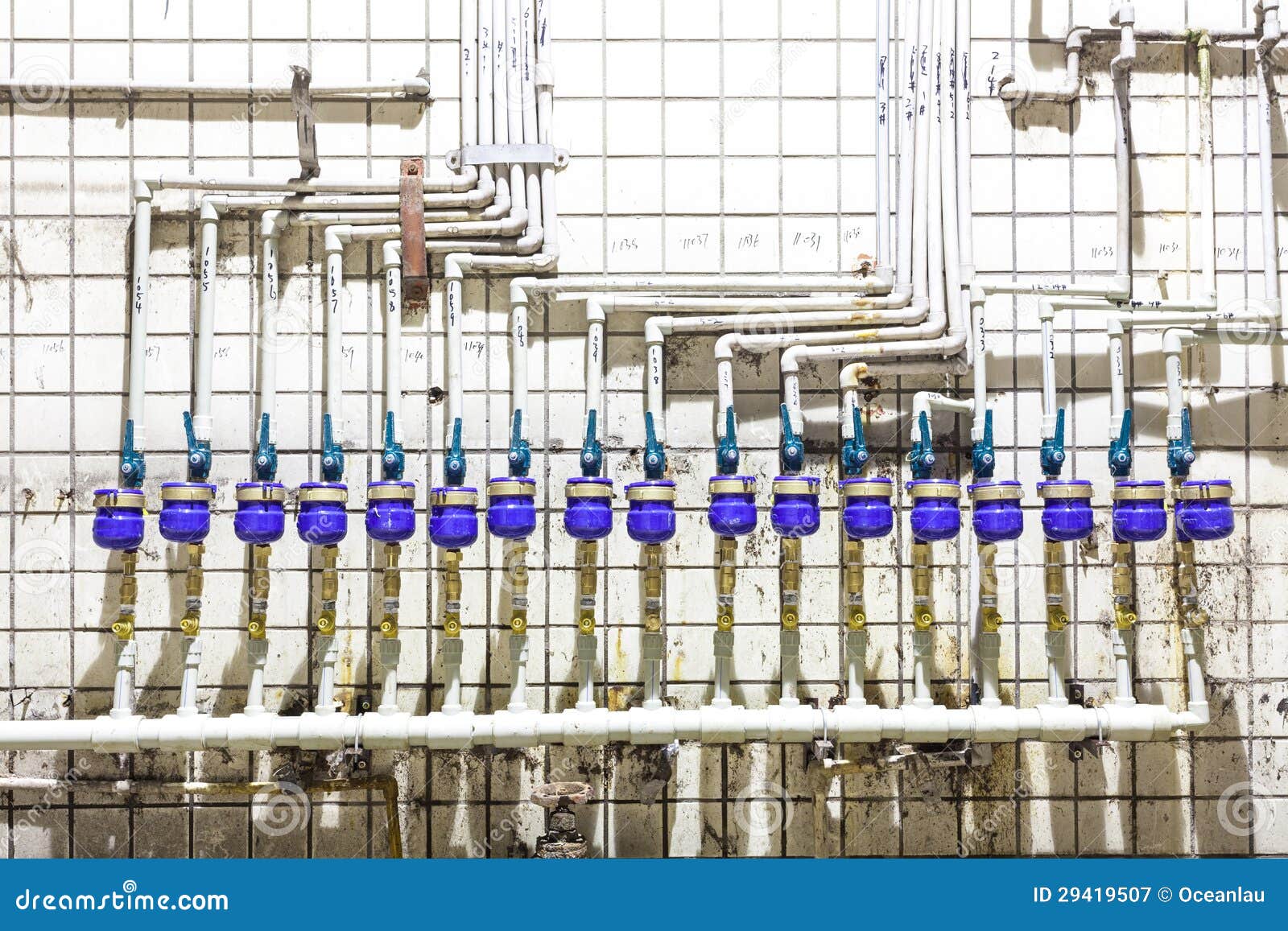 A wall of water meter stock image. Image of water, shallow - 29419507
