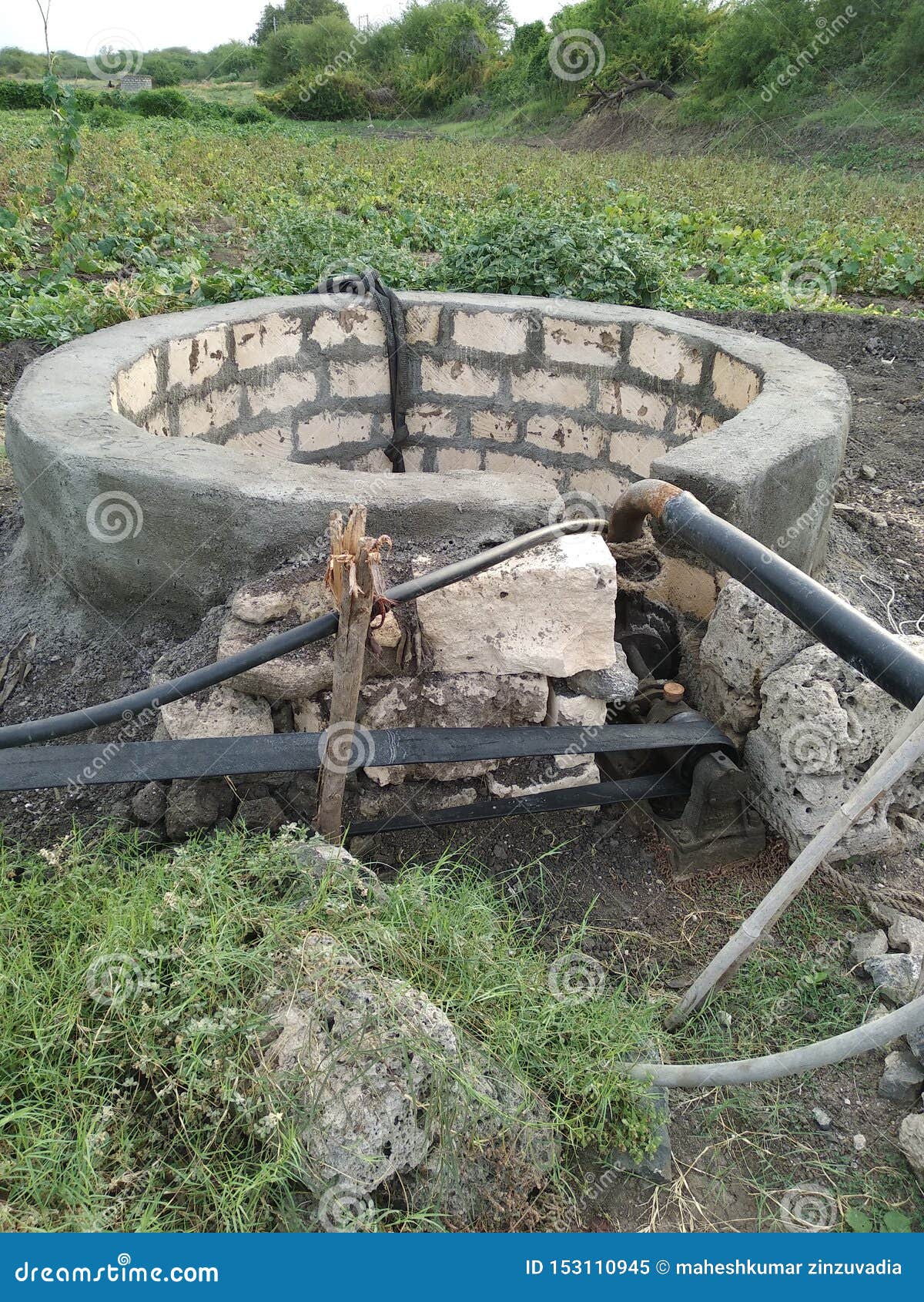 Wall in Water well in farm stock image. Image of water - 153110945