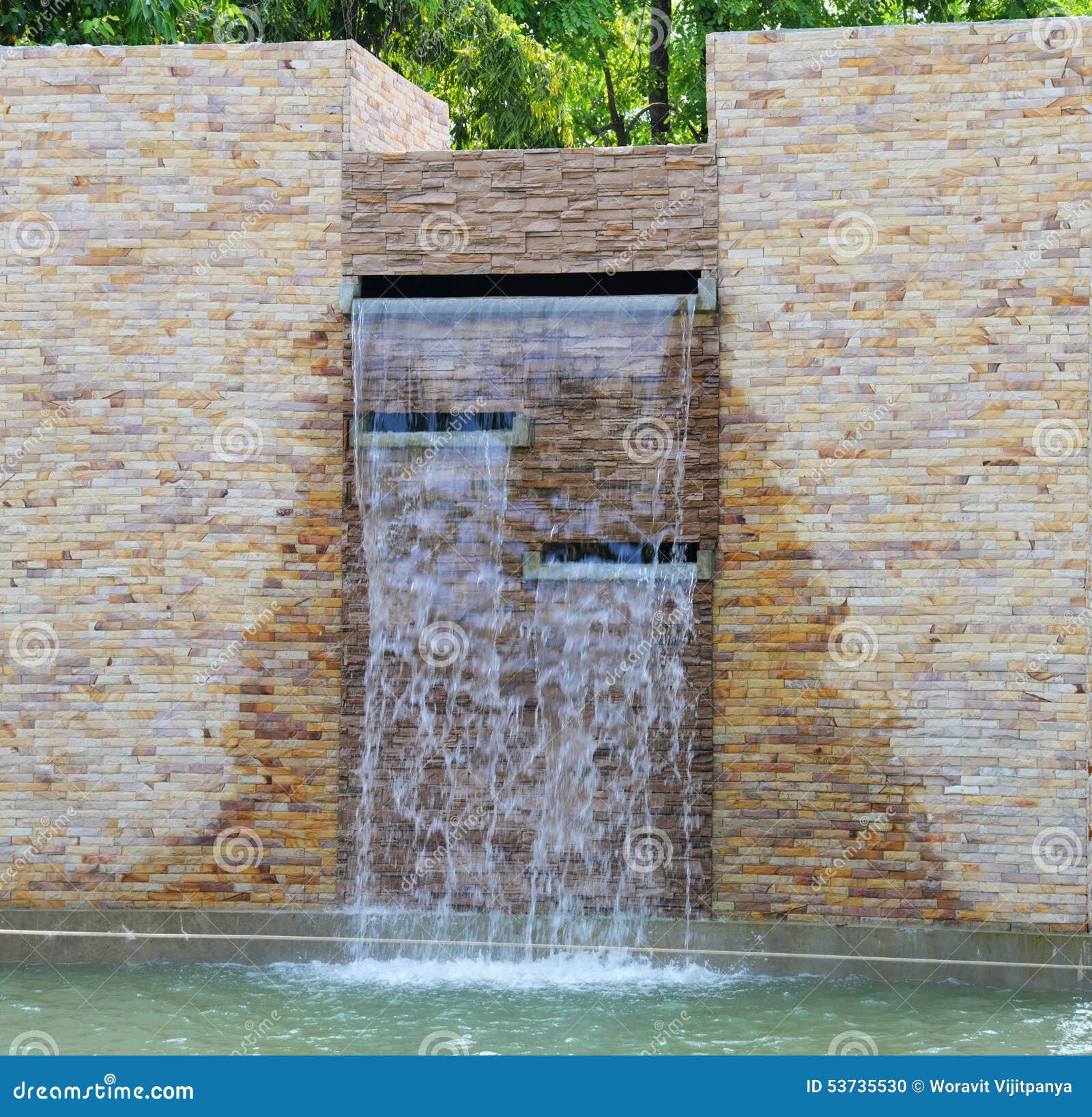 Wall waterfall stock photo. Image of built, building - 53735530