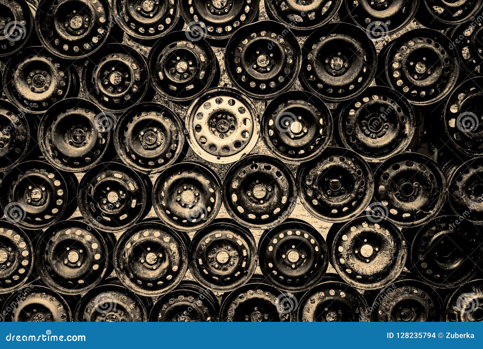 Wall of Wheel Rims stock photo. Image of cars, circle - 128235794
