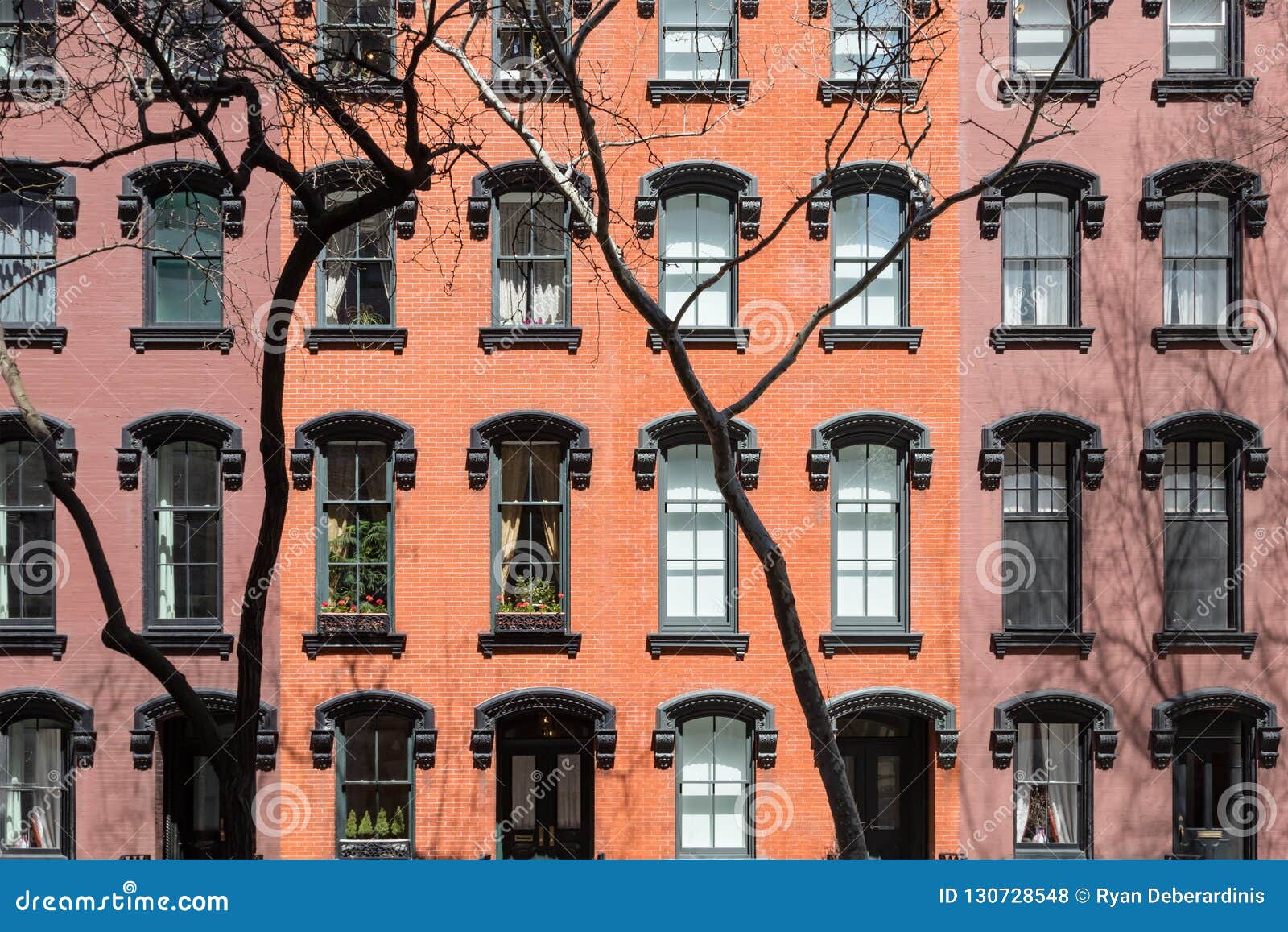 Wall of Windows on Classic New York City Building Stock Photo - Image ...