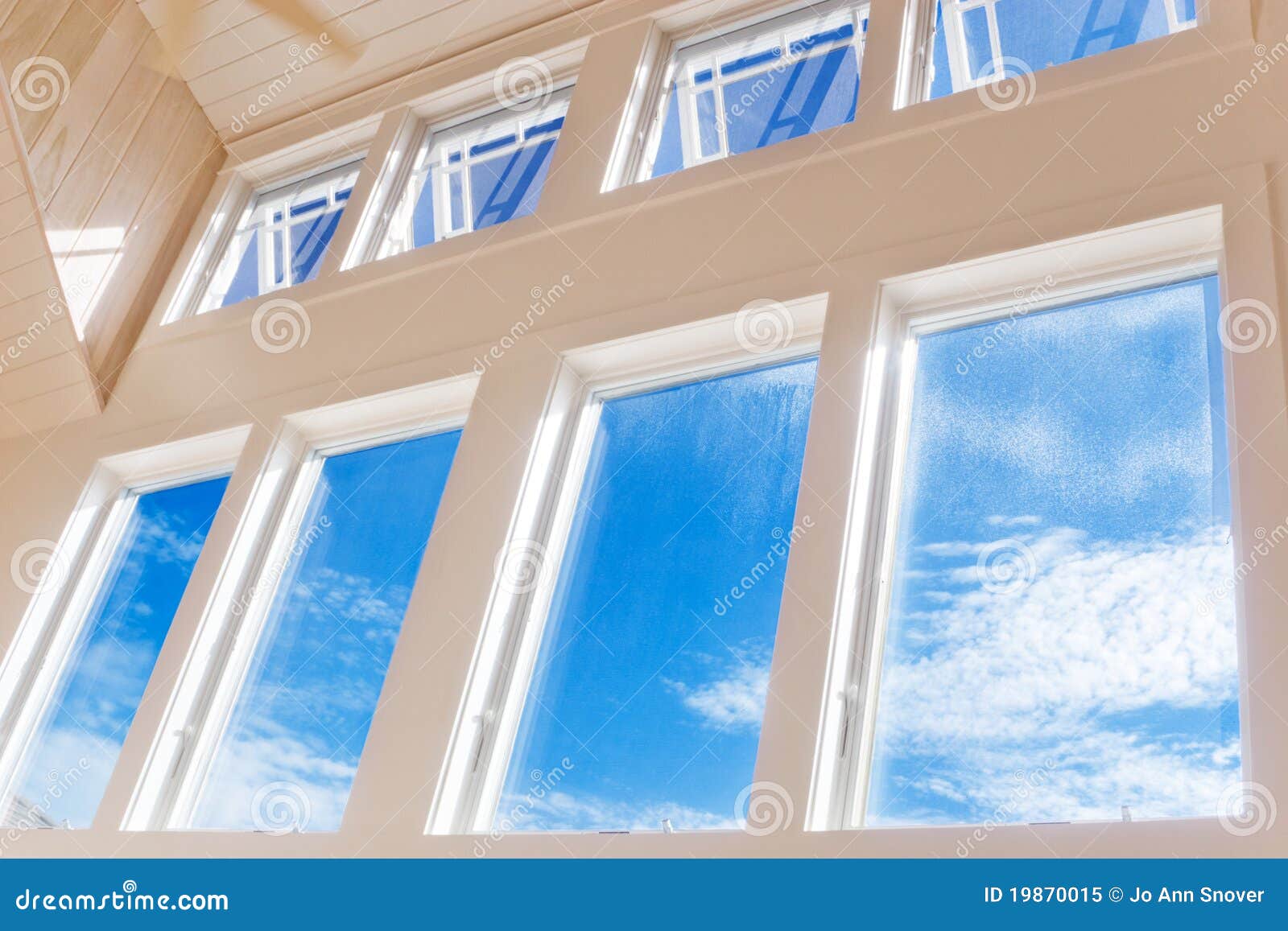 Wall of Windows on Sunny Afternoon Stock Image - Image of interior ...