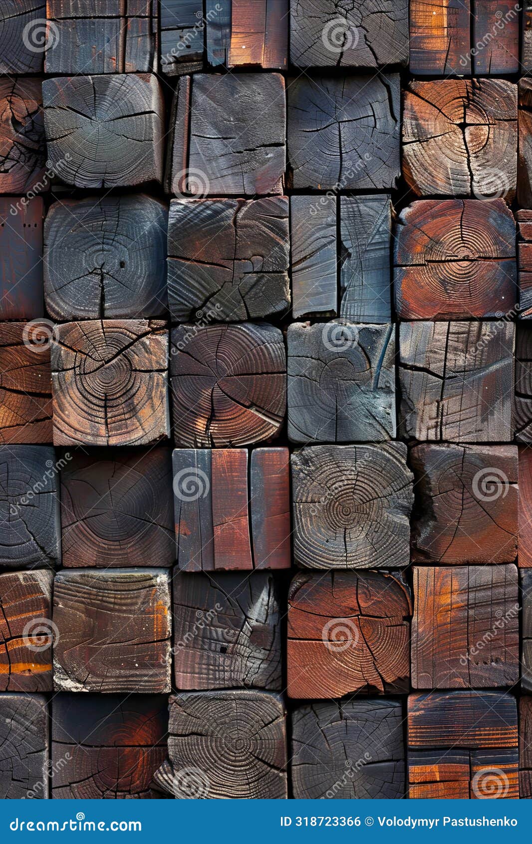 A Wall of Wood Blocks with Different Colors Stock Photo - Image of ...