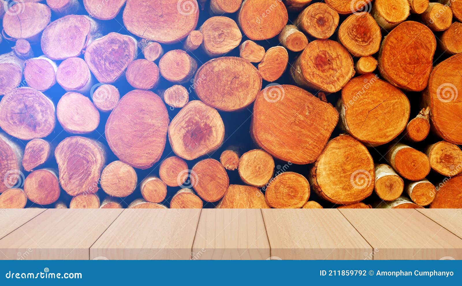 Wall of Wood Stump and Wood Floor for Product Display Stock Photo ...