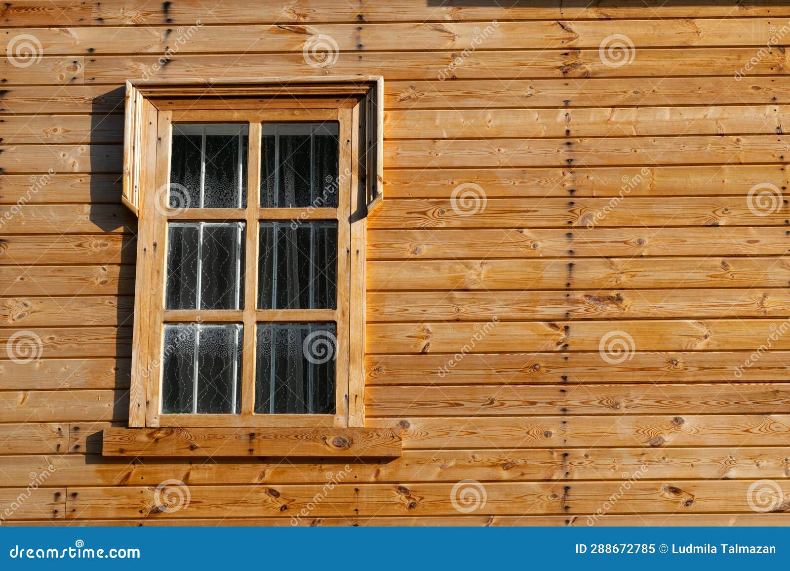 Wall of Wooden House with Window, Blank Space for Writing Stock Image ...