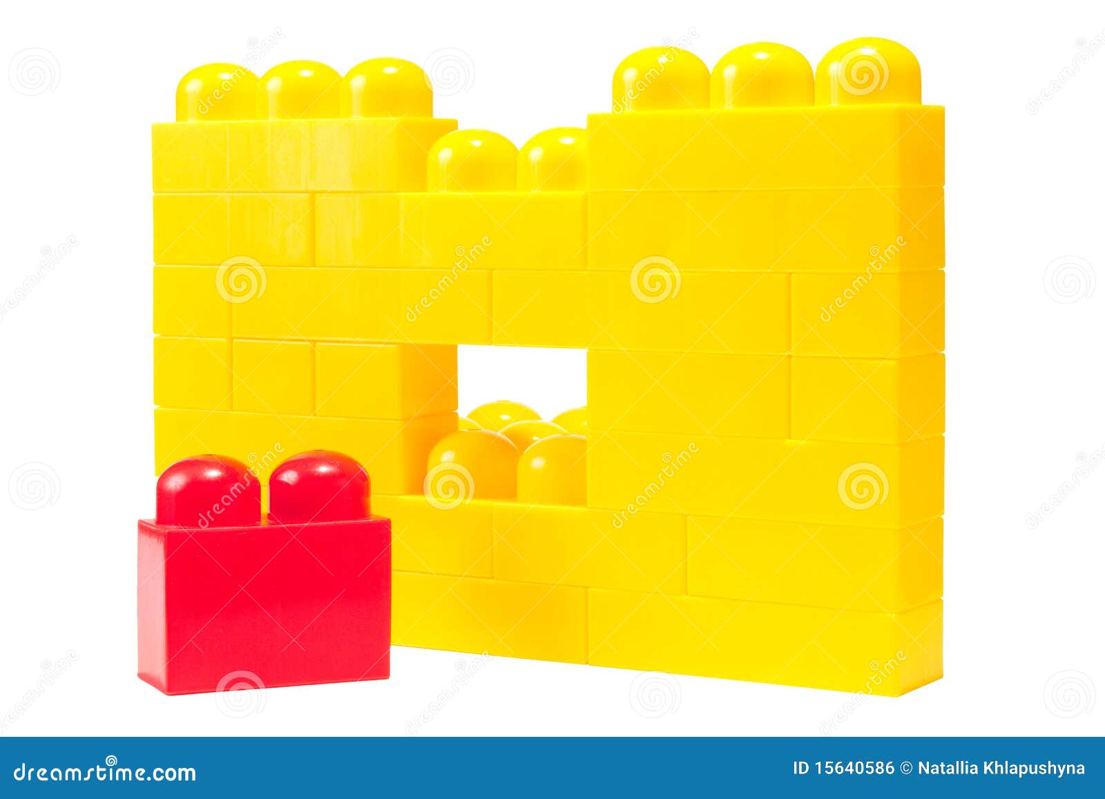 Wall of Yellow Building Blocks and Missing Red Stock Photo - Image of ...