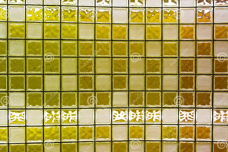 Wall of Yellow Glass Blocks Stock Image - Image of interior, artistic ...
