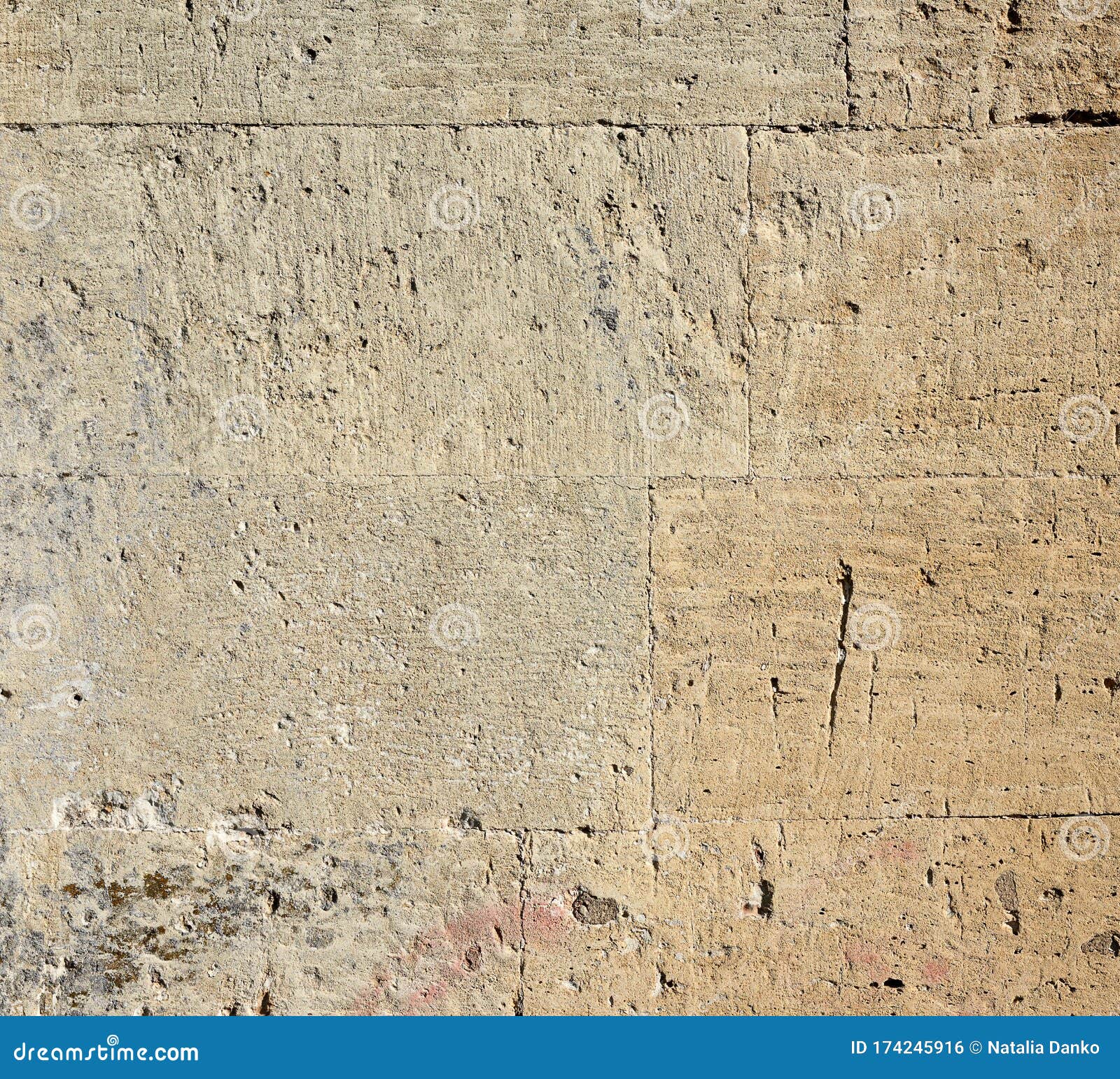 Wall of Yellow Rectangular Stones with Cement, Fragment of Ancient ...