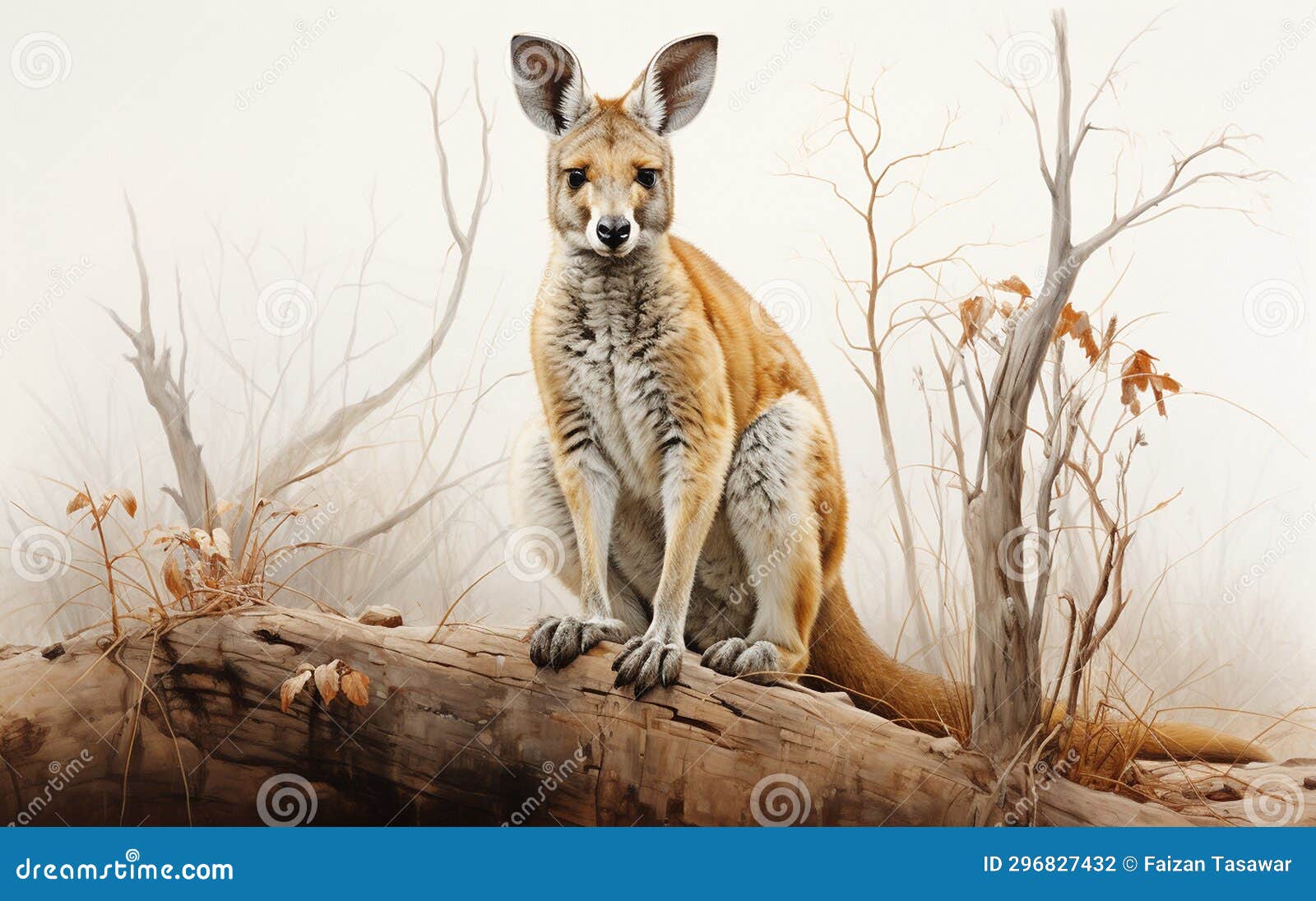 Wallaby Against a White Background -Generative Ai Stock Illustration ...