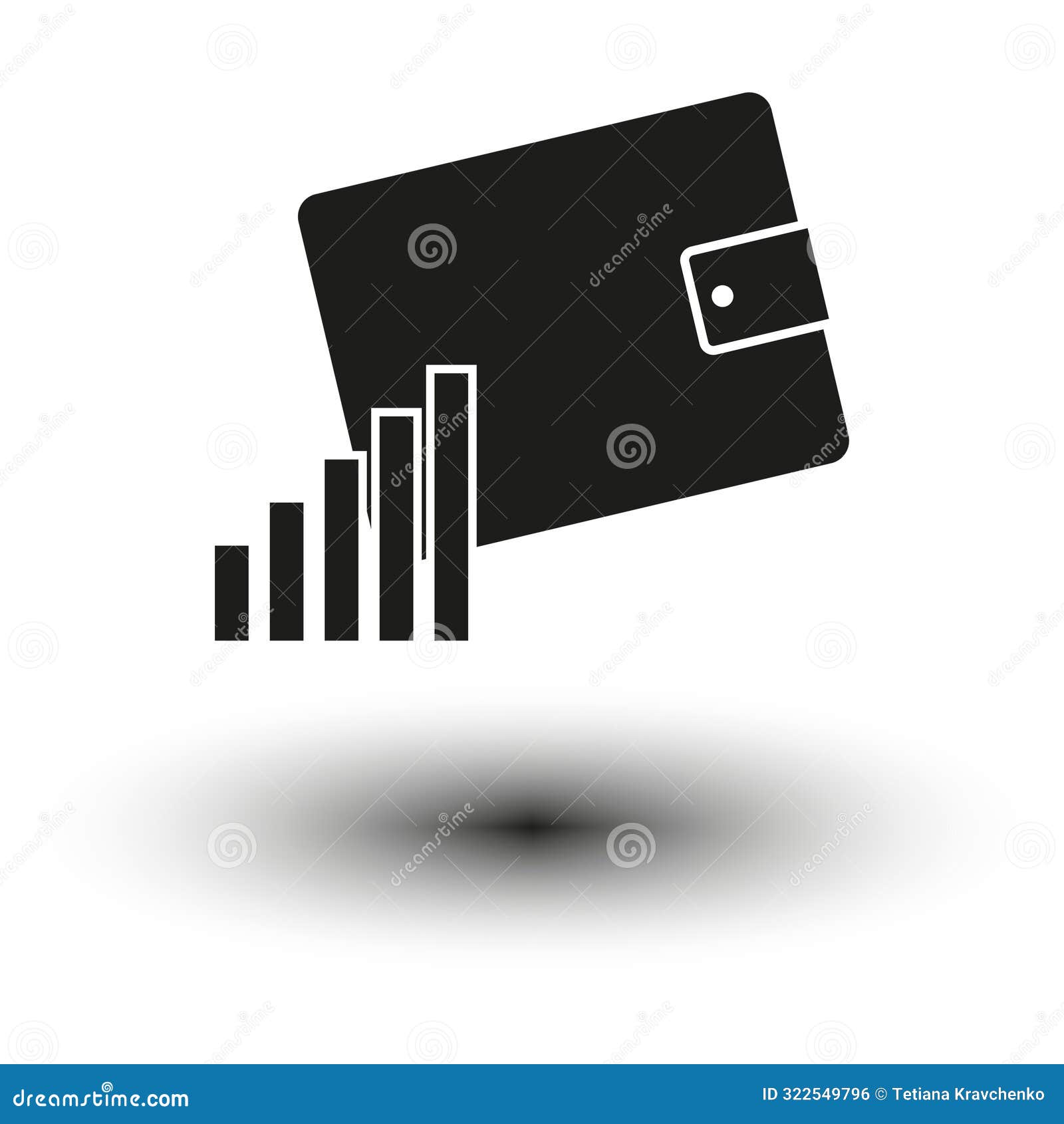 Wallet and Bar Graph. Black and White. Vector Finance Icon. Economic ...