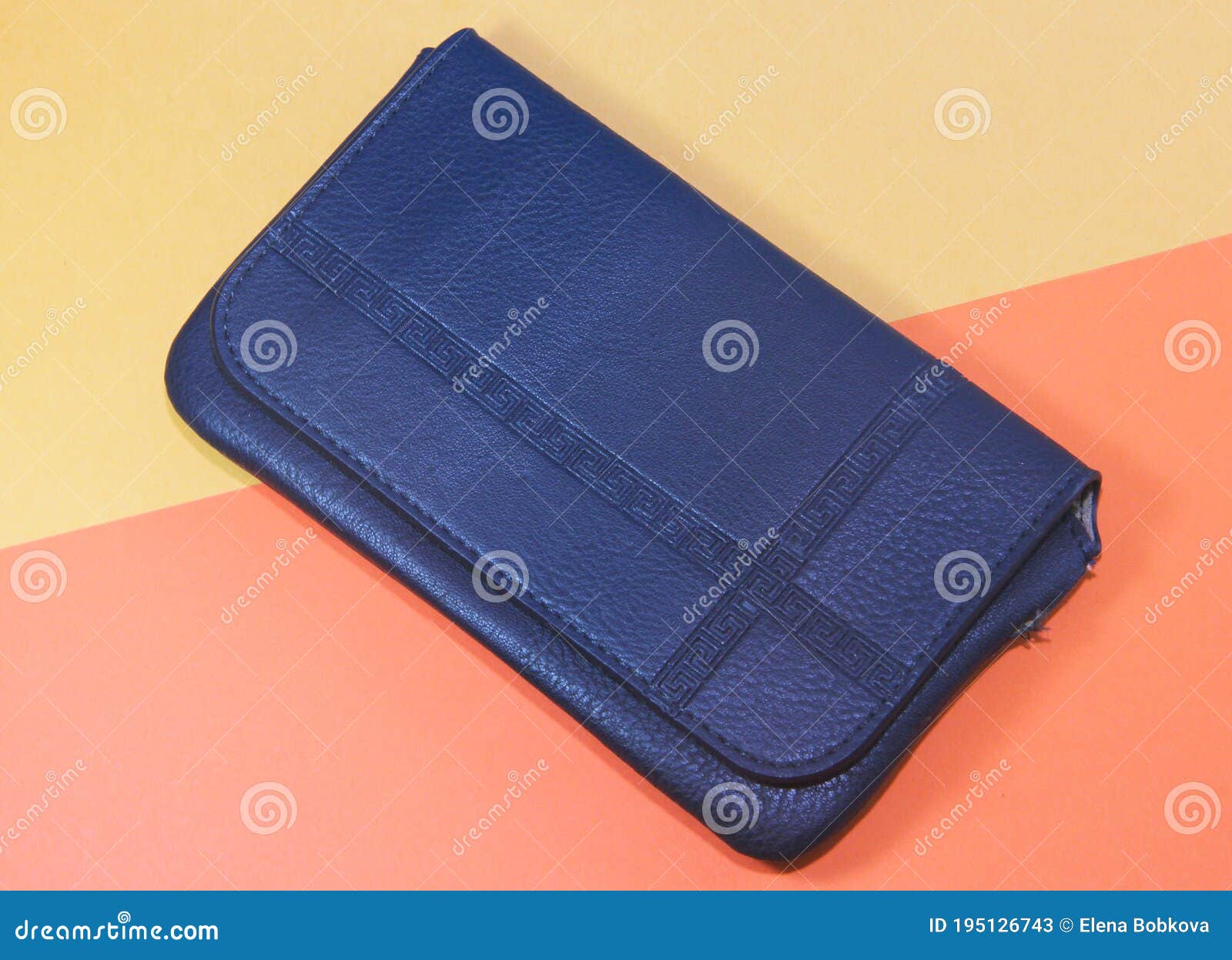 Wallet Blue on Yellow-orange Texture Surface Stock Image - Image of ...