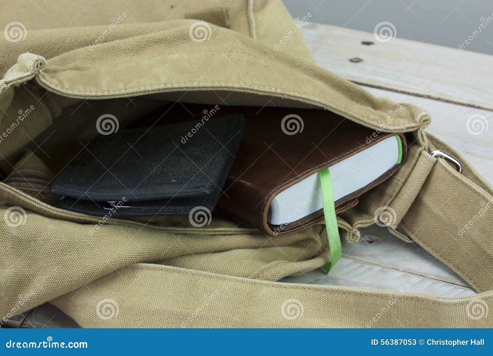 Wallet and Book in an Open Bag Stock Image - Image of personal, satchel ...
