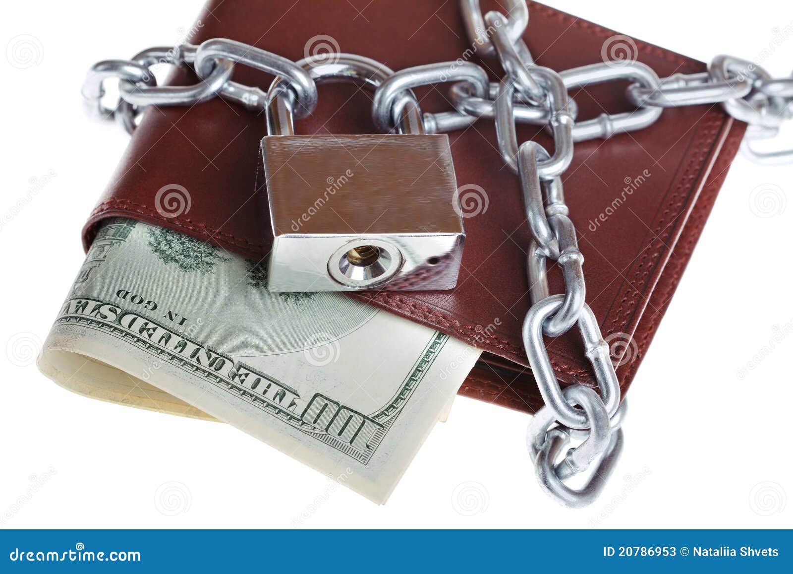 A Wallet with a Chain and Padlock Stock Image - Image of lock, iron ...
