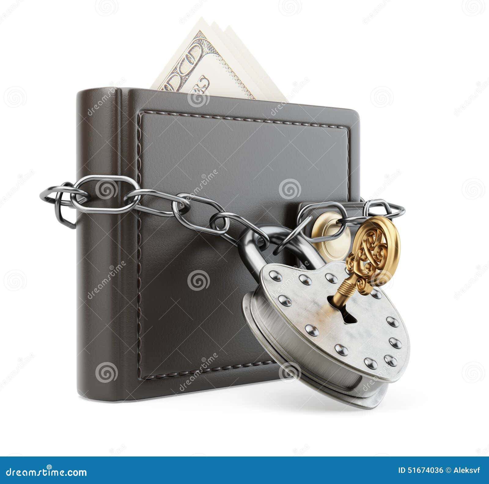 Wallet with Chain and Padlock Stock Illustration - Illustration of ...