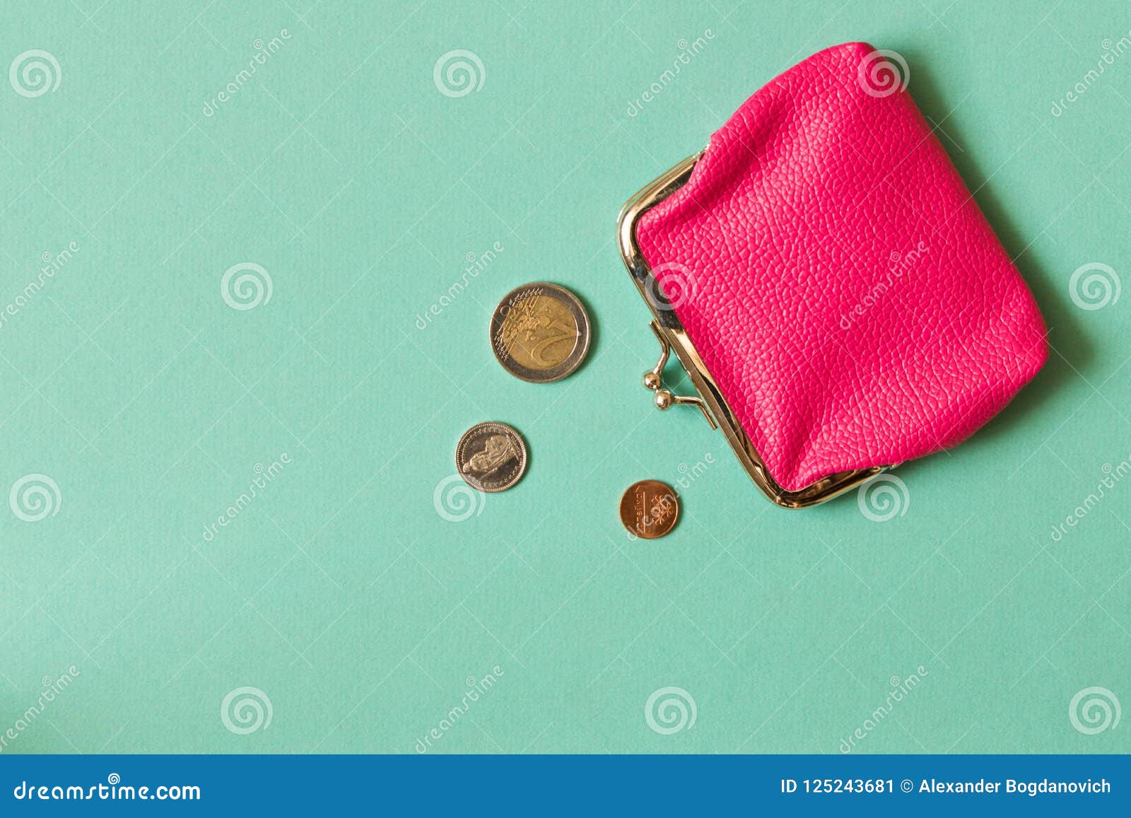 Wallet with Coins on a Light Background . the Concept of Saving Stock ...