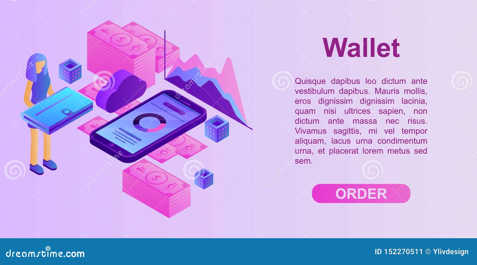 Wallet Concept Banner, Isometric Style Stock Vector - Illustration of ...