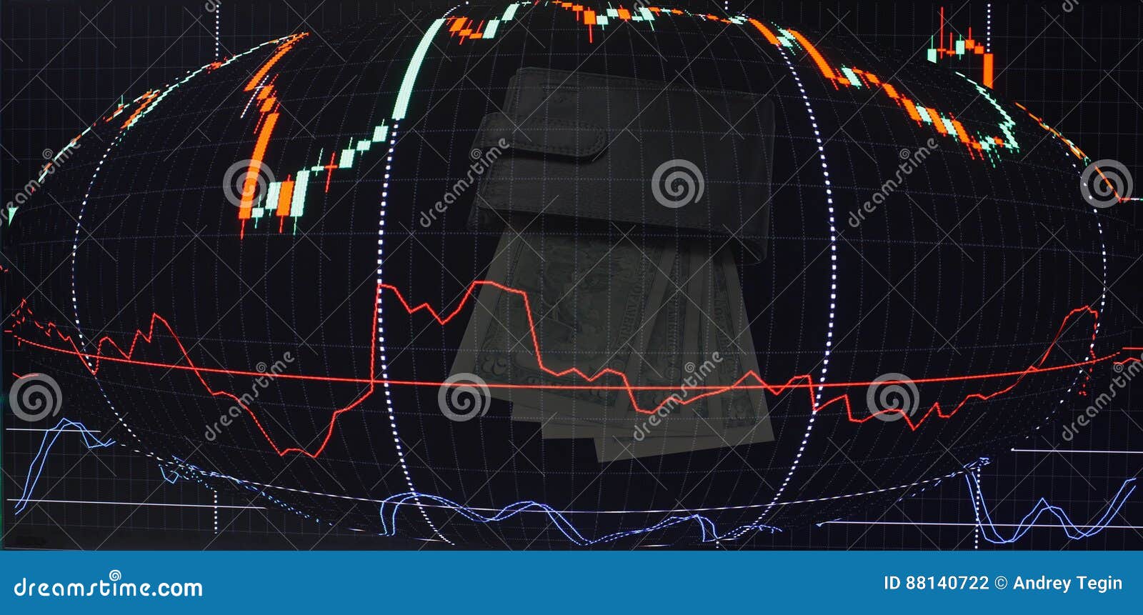 Wallet currency rate graph stock photo. Image of icon - 88140722