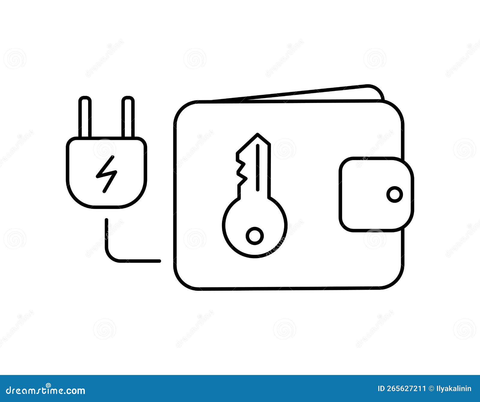 Wallet Digital Key. Cyber Security. Crypto Wallet. Vector Line ...