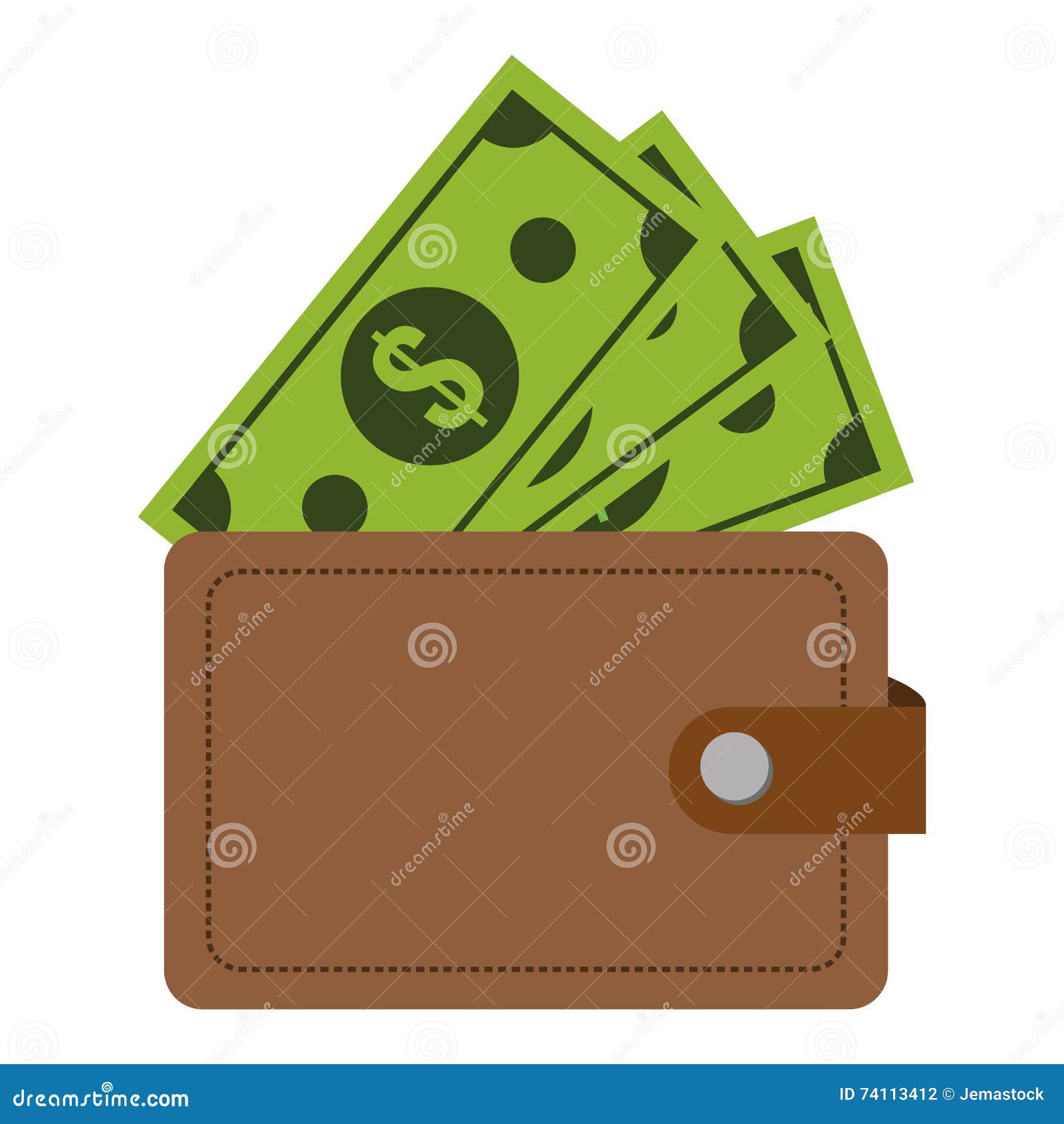 Wallet with Dollar Bills Icon Stock Illustration - Illustration of ...
