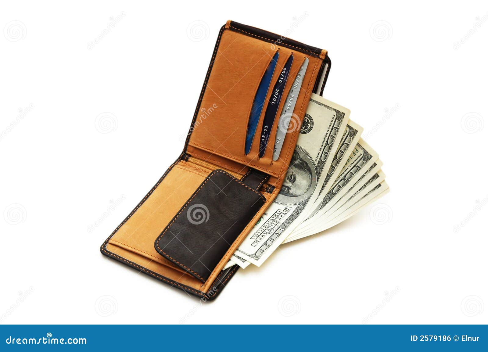 Wallet with Dollars and Cards Stock Photo - Image of coin, finance: 2579186