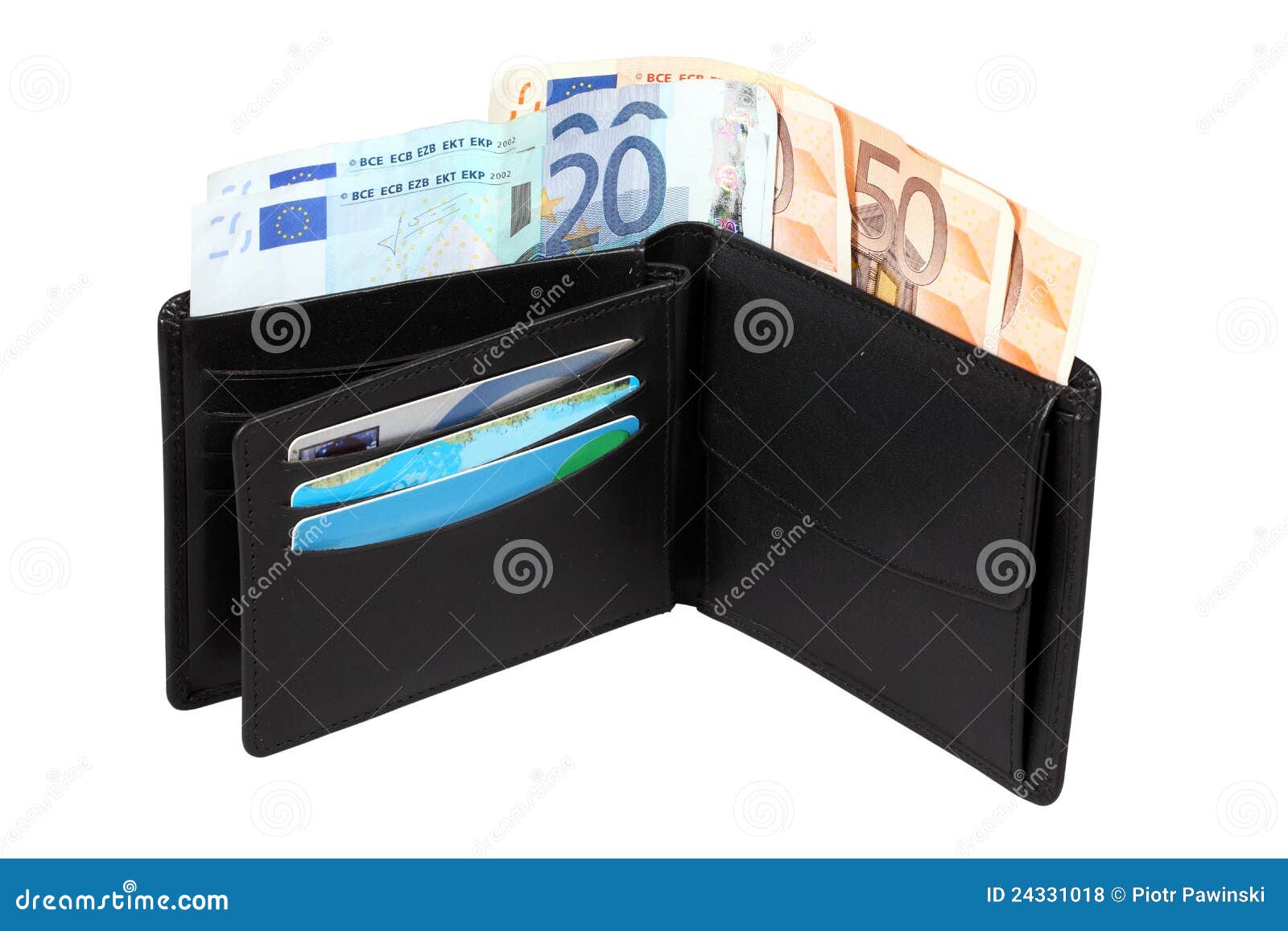 Wallet with euro banknotes stock photo. Image of fees - 24331018