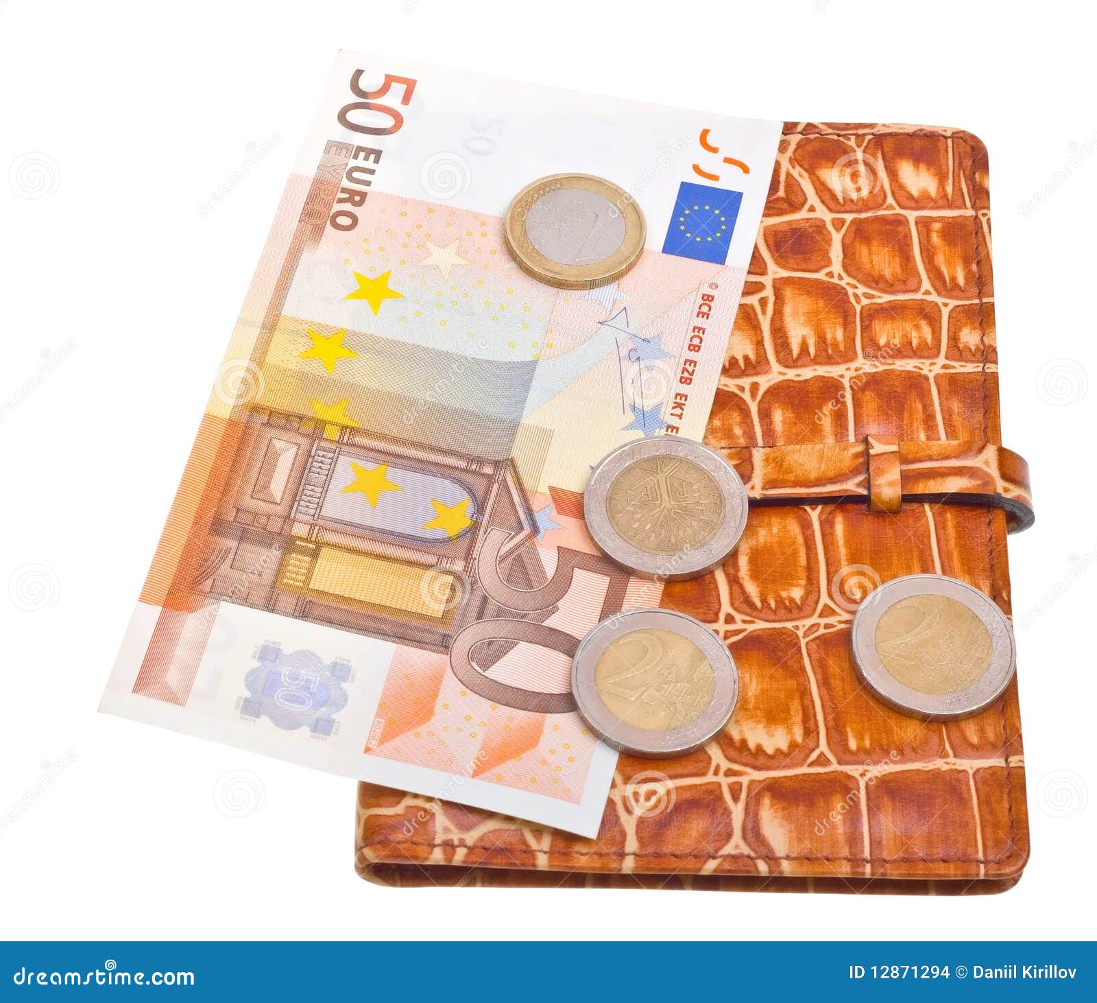 Wallet Filled with Money Isolated on White Stock Photo - Image of ...