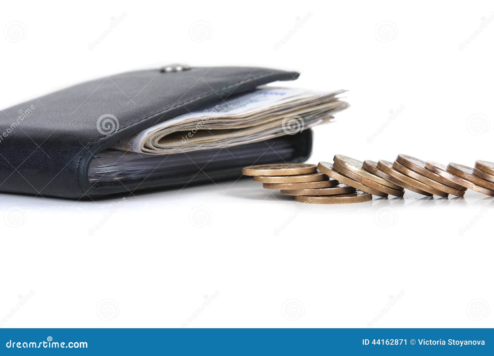 A Wallet Full of Cash and Coins Stock Image - Image of finances ...