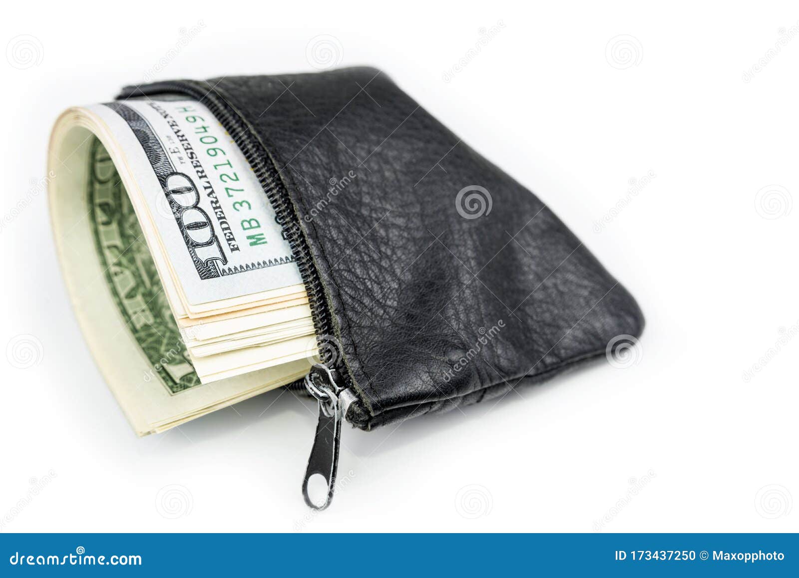 Wallet Full of Dollars in a Roll on a White Stock Photo - Image of ...