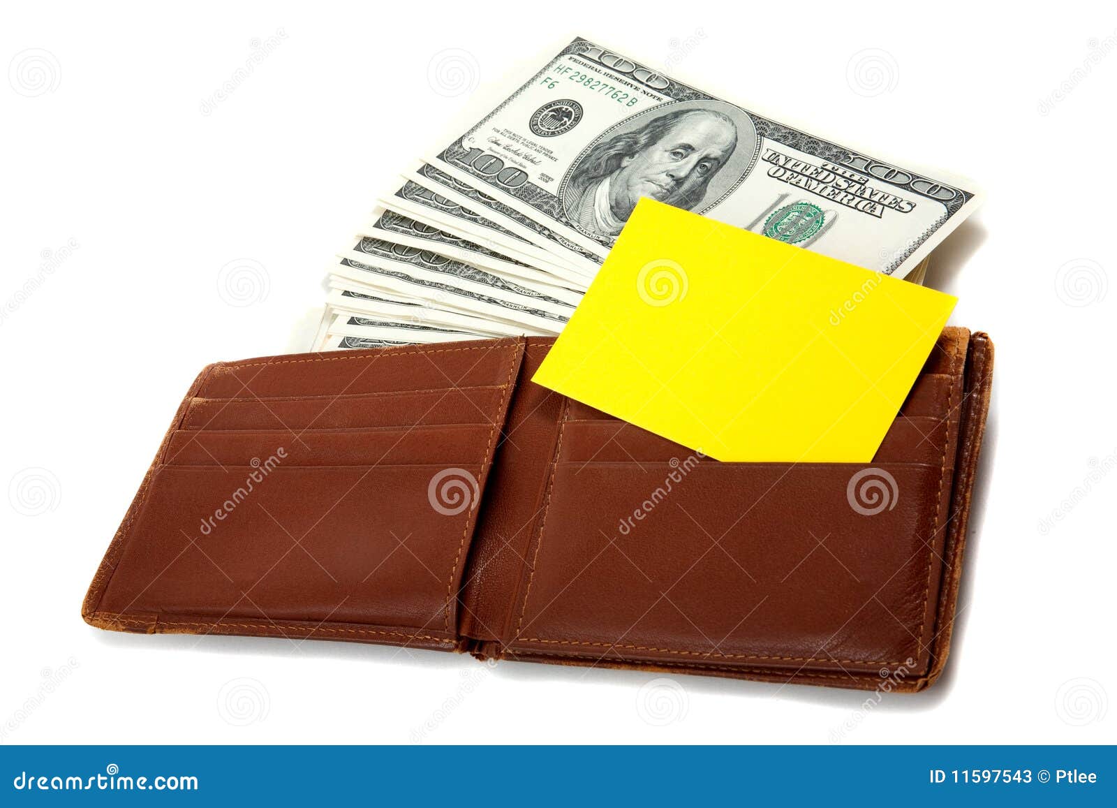 Wallet Full of Money with Blank Card for Text Stock Image - Image of ...