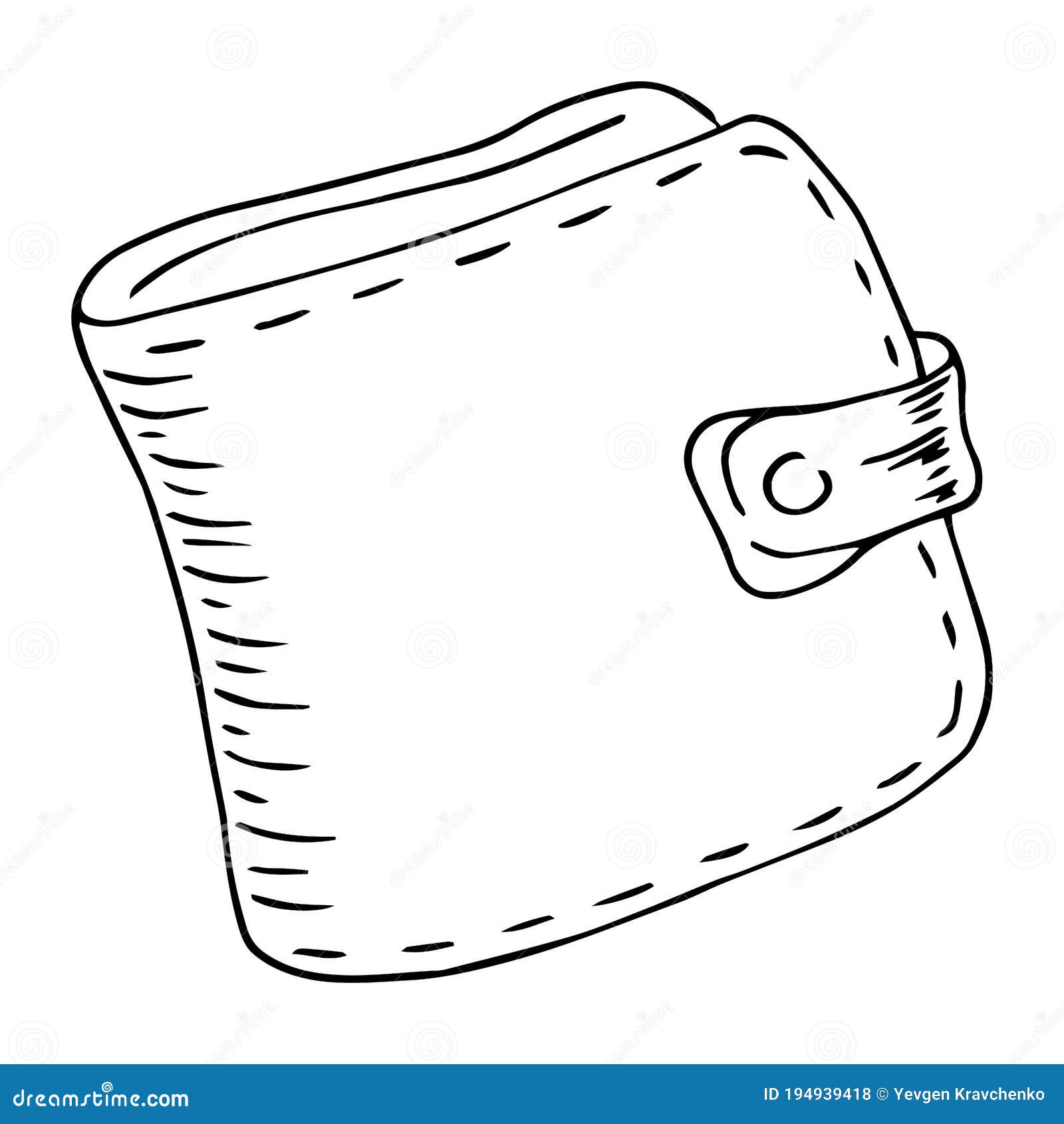 Wallet Hand Drawn. Stitched Purse. Leather Wallet. Vector Illustration ...